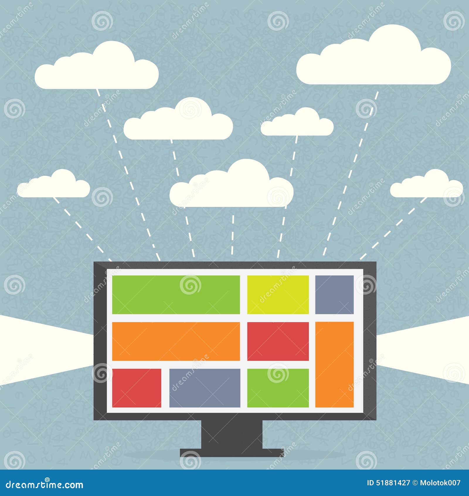 Monitor with clouds stock vector. Illustration of security - 51881427