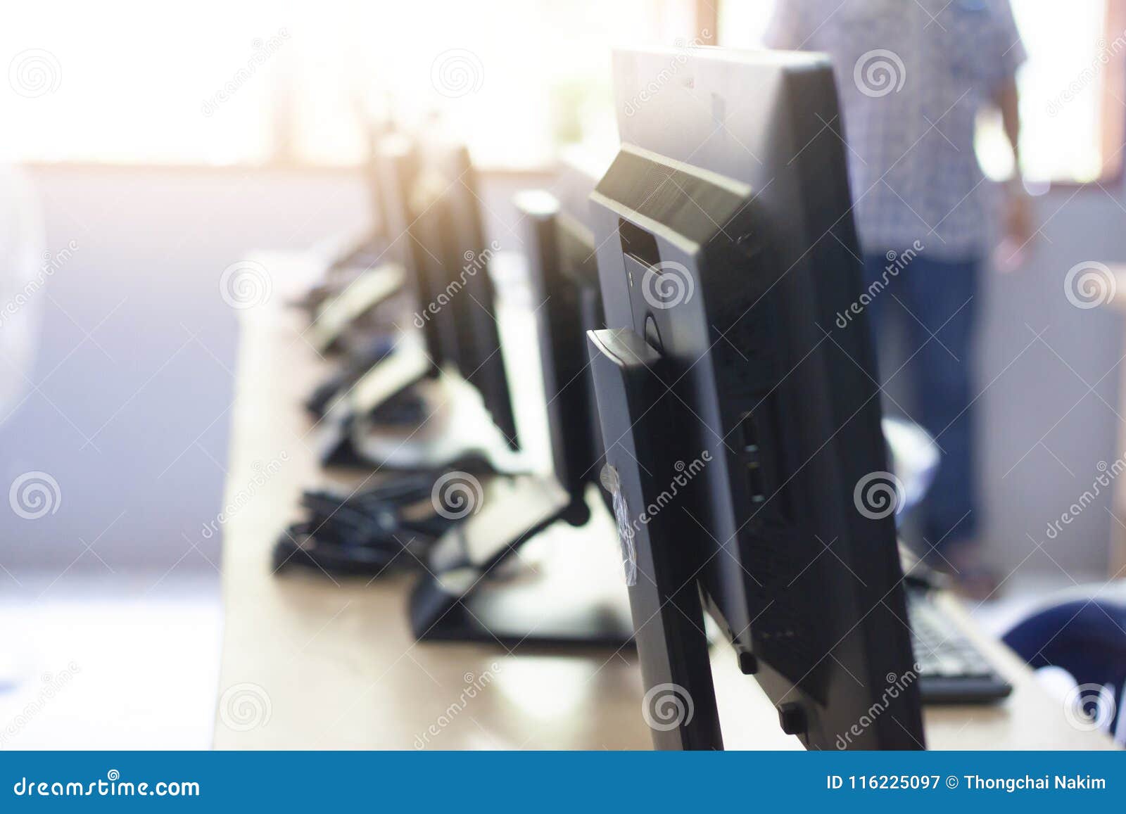 Monitor and Computer in Class Room. Stock Image - Image of office ...