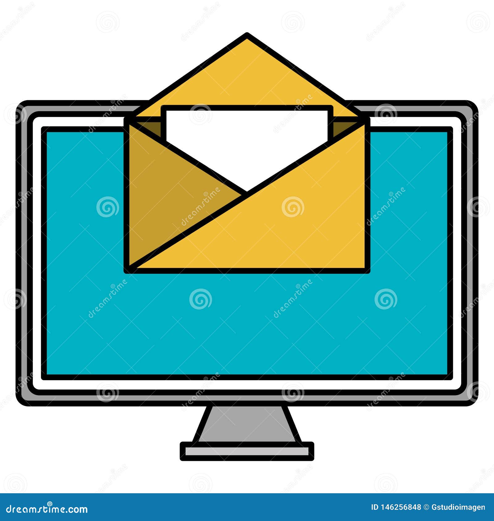 Monitor Computer Desktop with Envelope Stock Illustration ...