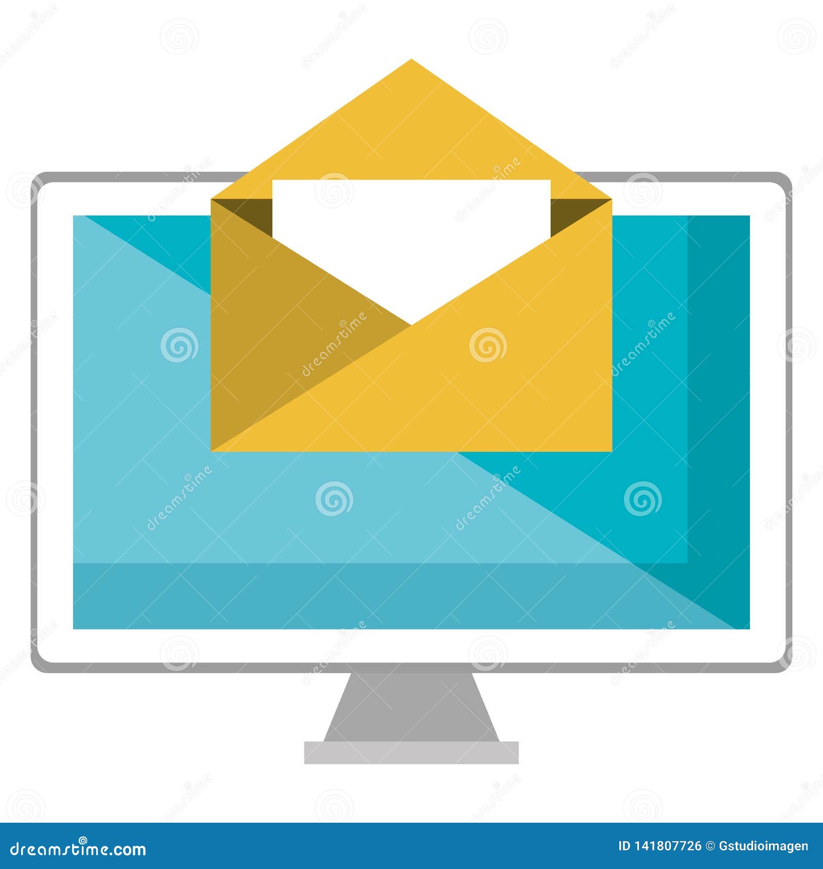Monitor Computer Desktop with Envelope Stock Vector - Illustration of ...