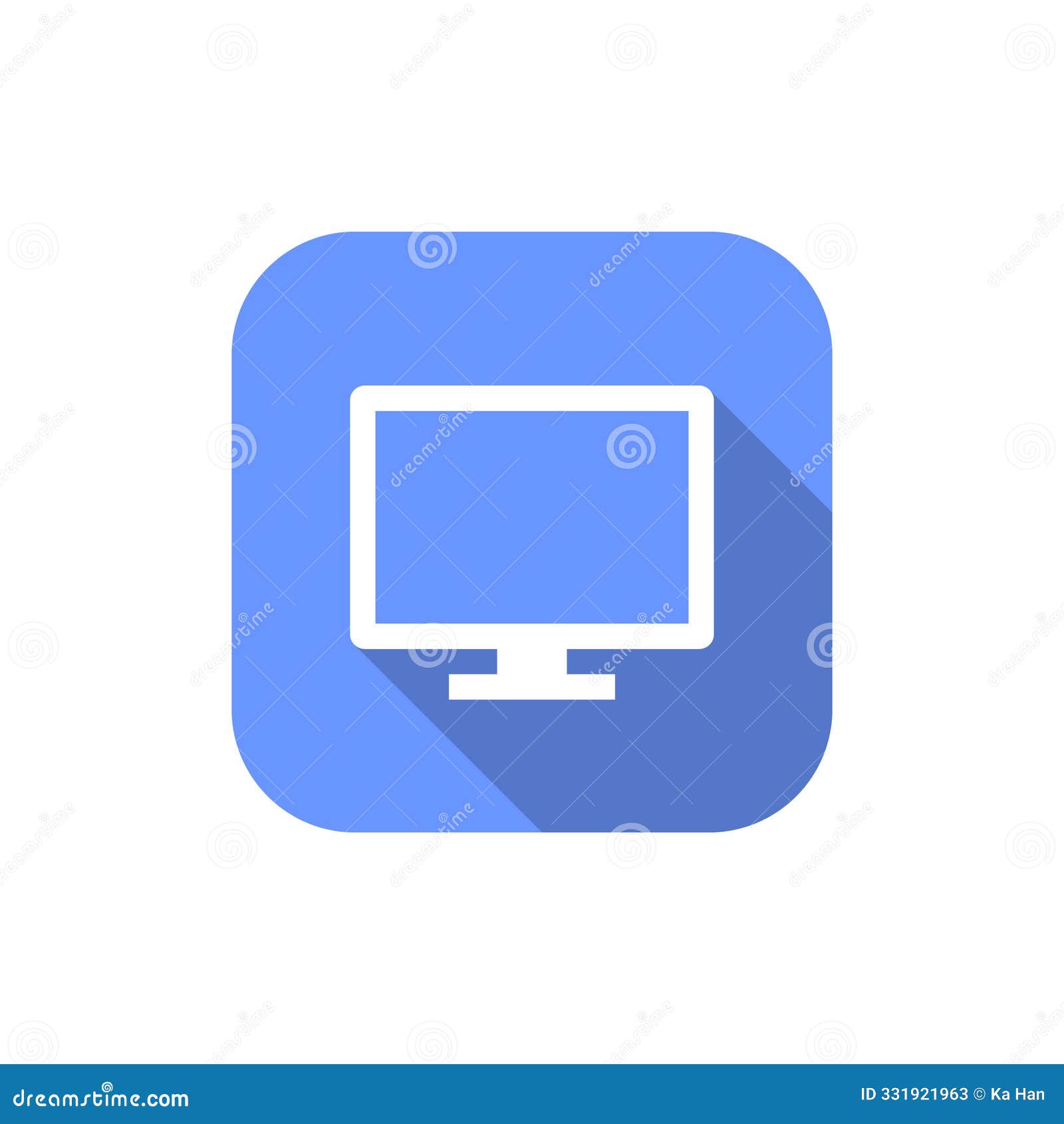 Monitor Computer Icon on Square Background. Pc Desktop Sign Symbol ...