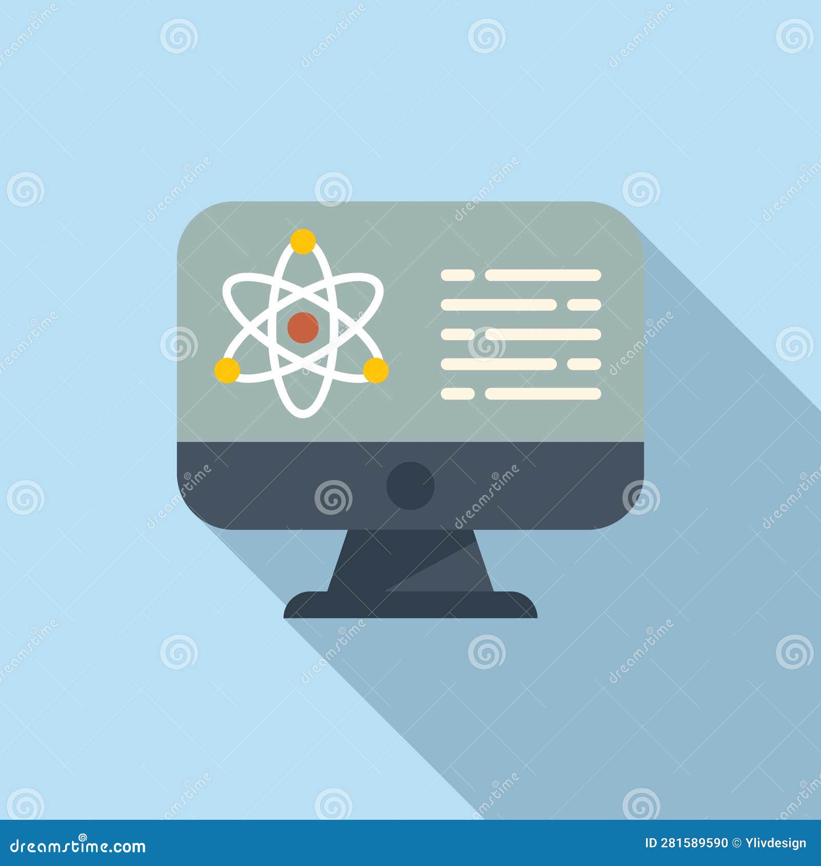 Monitor Computer Lab Icon Flat Vector. Research Laboratory Stock ...