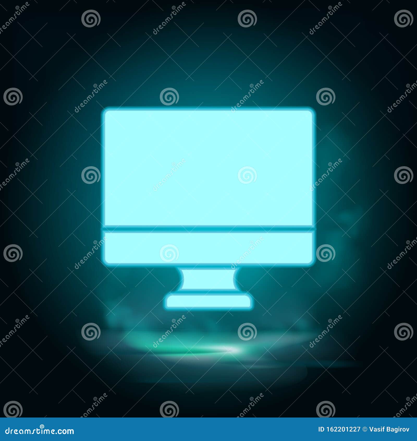 Monitor, Computer Neon Icon - Vector. Blue Neon Illustration. Monitor ...