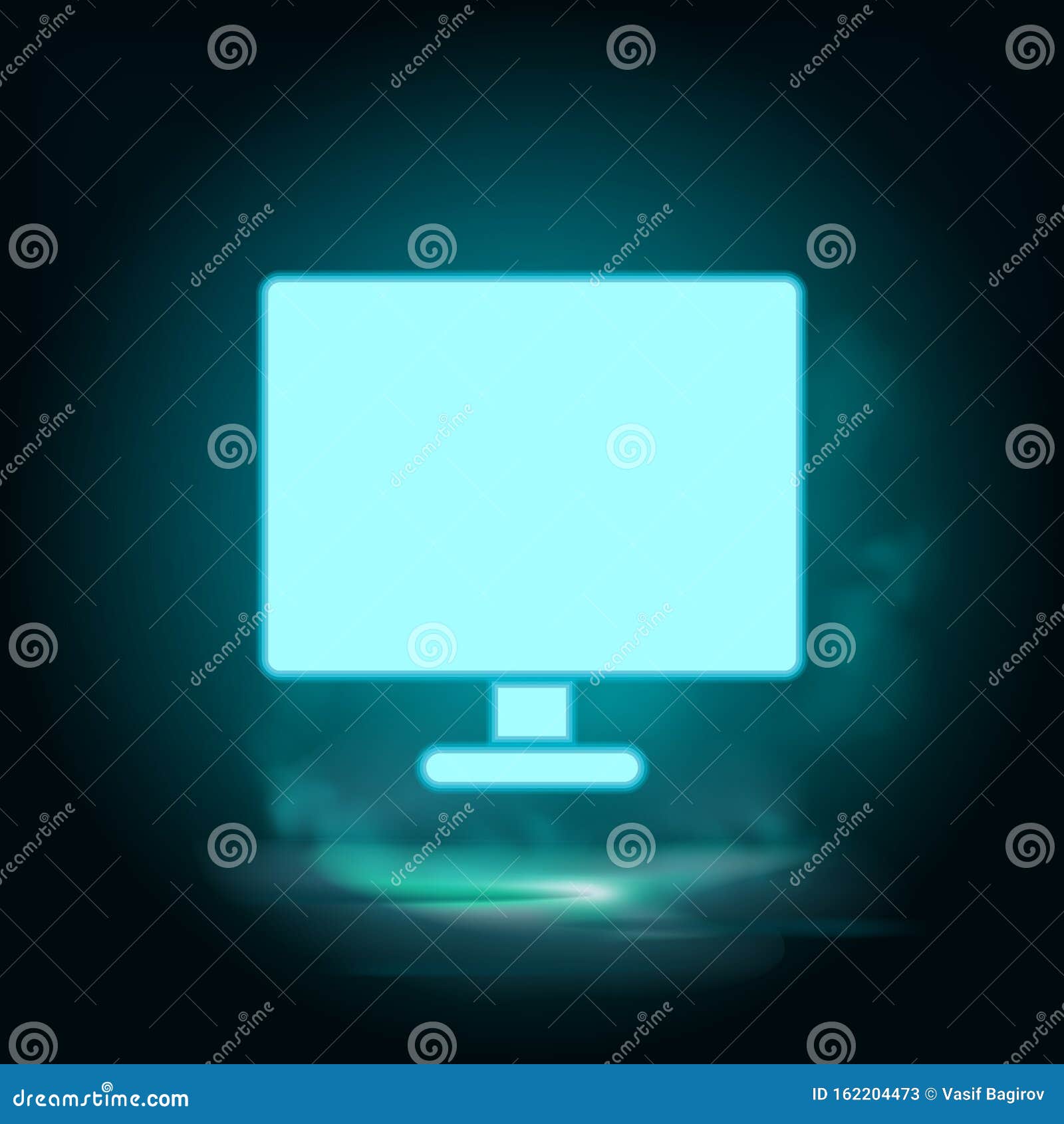 Monitor, Computer Neon Icon - Vector. Blue Neon Illustration. Monitor ...