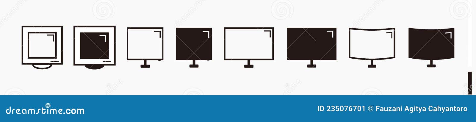 Monitor Computer, Old Monitor, Curve Monitor Screen Device Set - Black ...