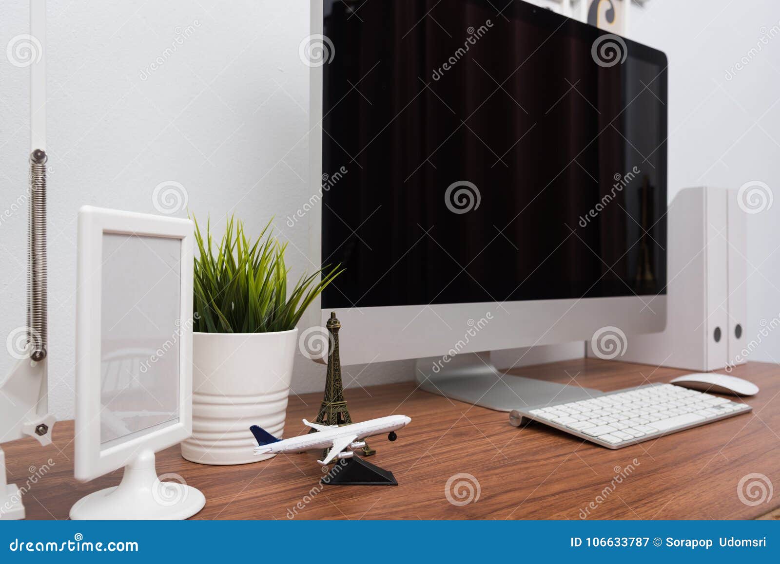 Monitor Computer PC Workspace Stock Image - Image of interior, mock ...