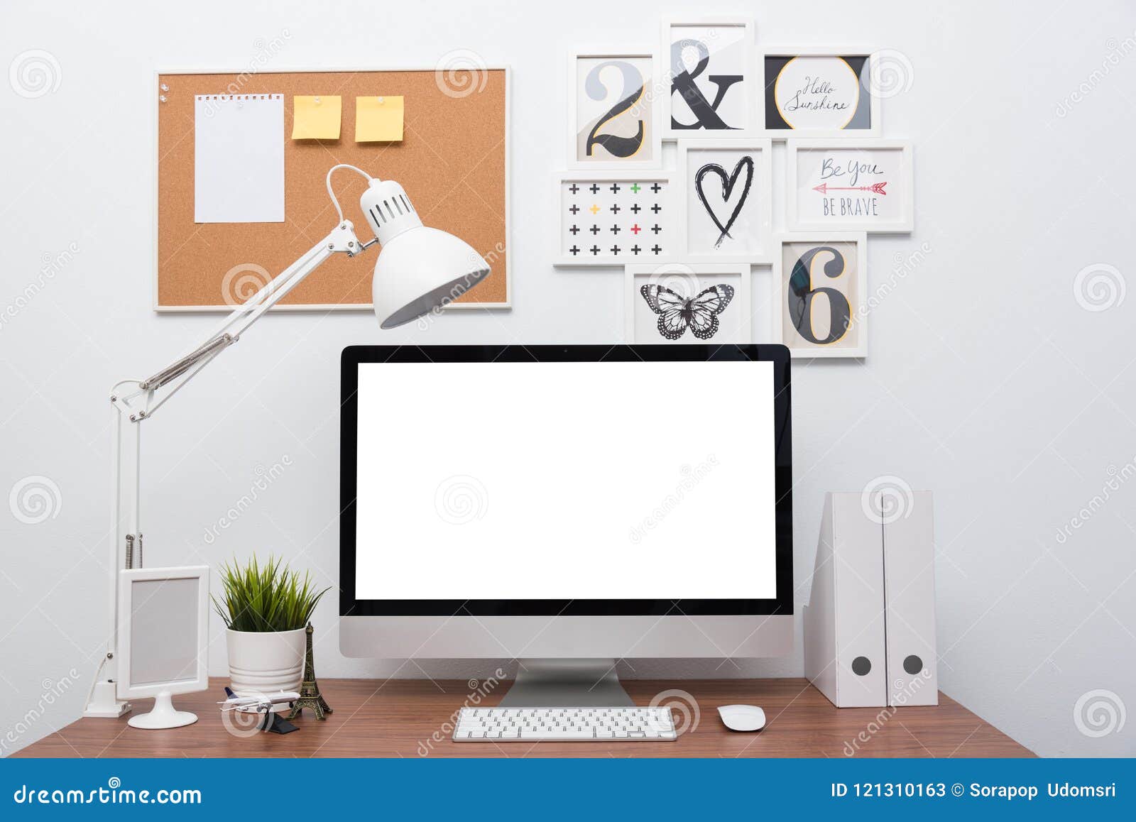 Monitor Computer PC Workspace Stock Image - Image of poster, interior ...
