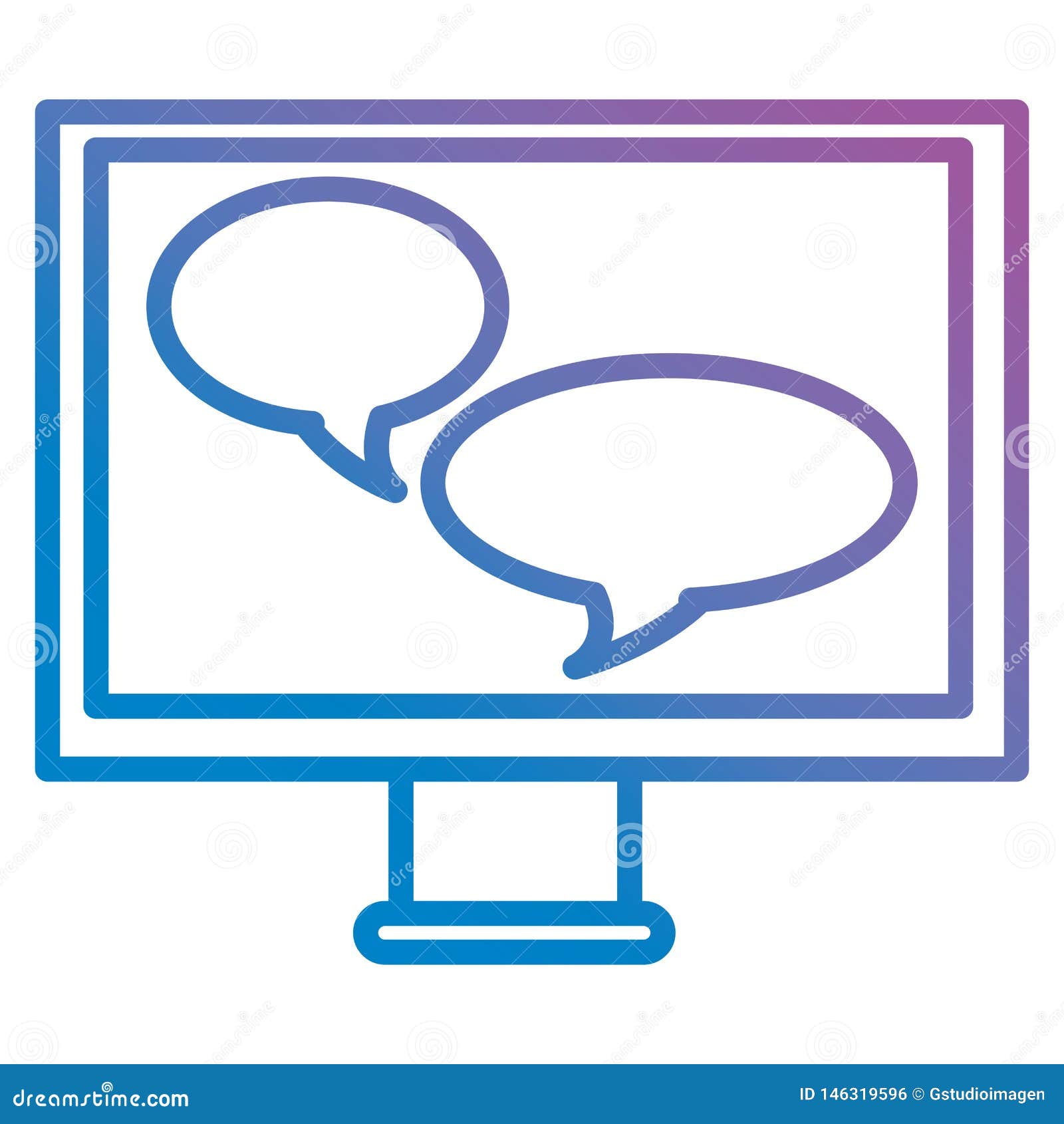 Monitor Computer with Speech Bubbles Stock Illustration - Illustration ...