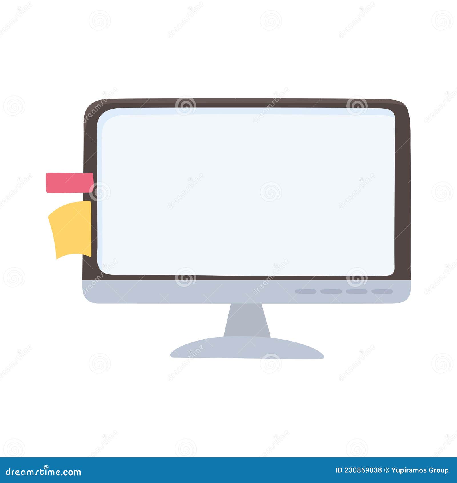 Monitor Computer with Stickers Stock Illustration - Illustration of ...