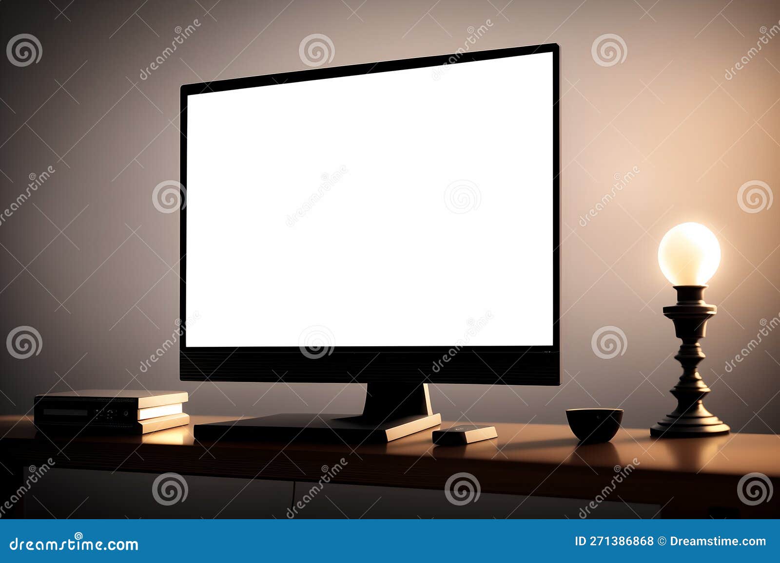 Monitor on computer table stock illustration. Illustration of design ...
