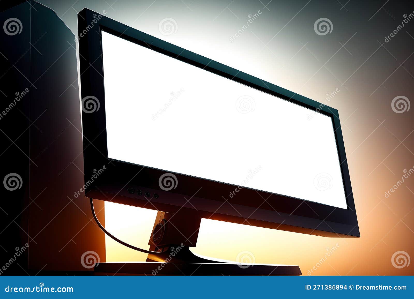 Monitor on computer table stock illustration. Illustration of ...