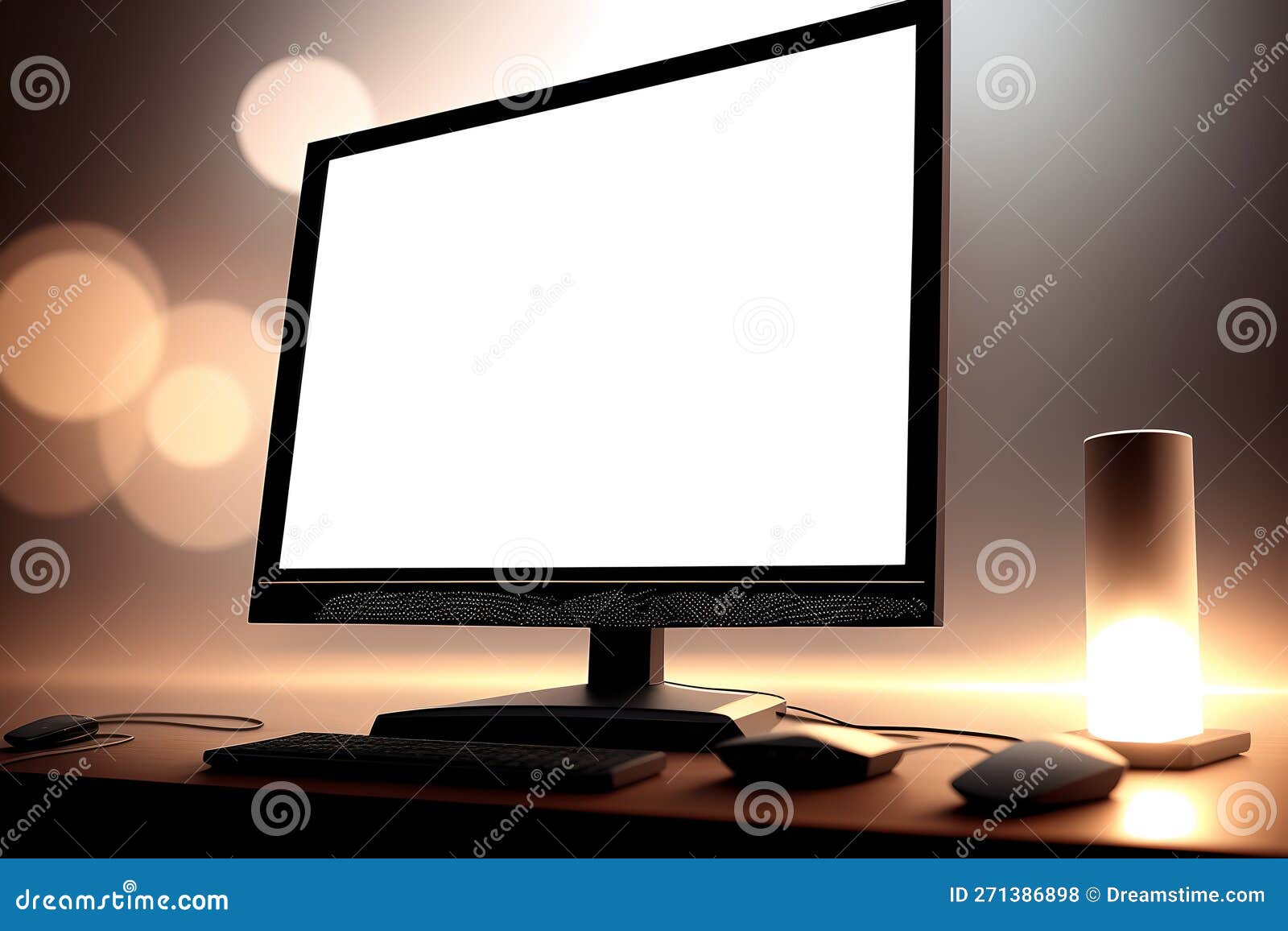 Monitor on computer table stock illustration. Illustration of brand ...