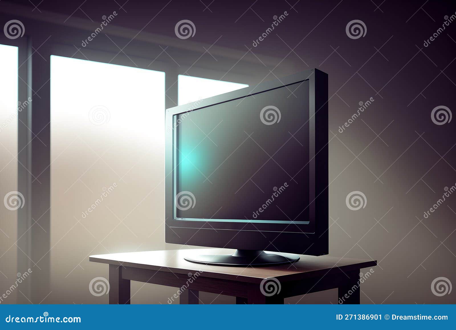 Monitor on computer table stock illustration. Illustration of home ...