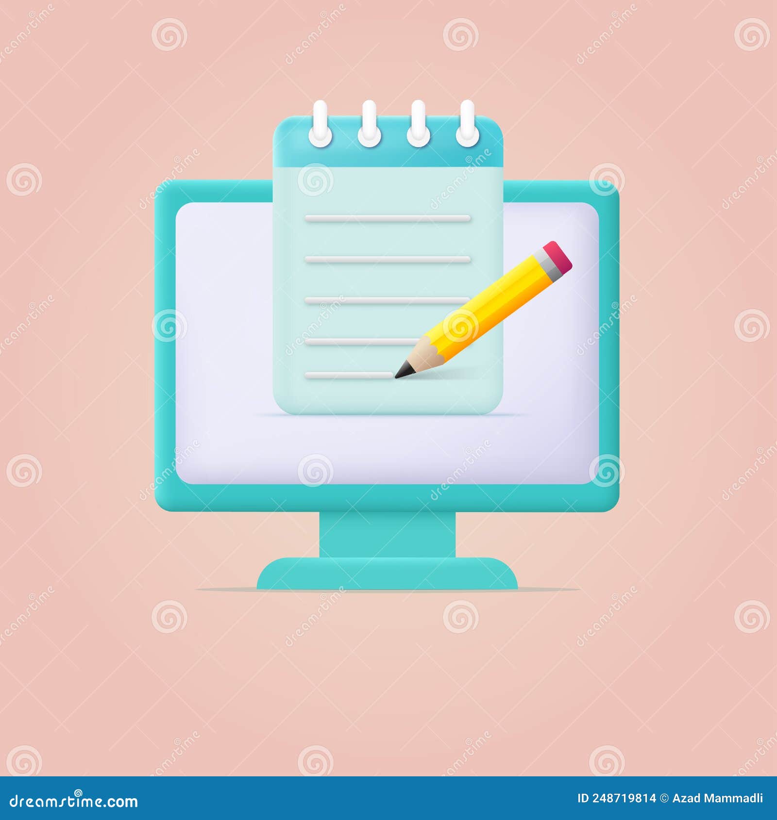 Monitor Computer with Text File Editing Concept. Vector Stock ...