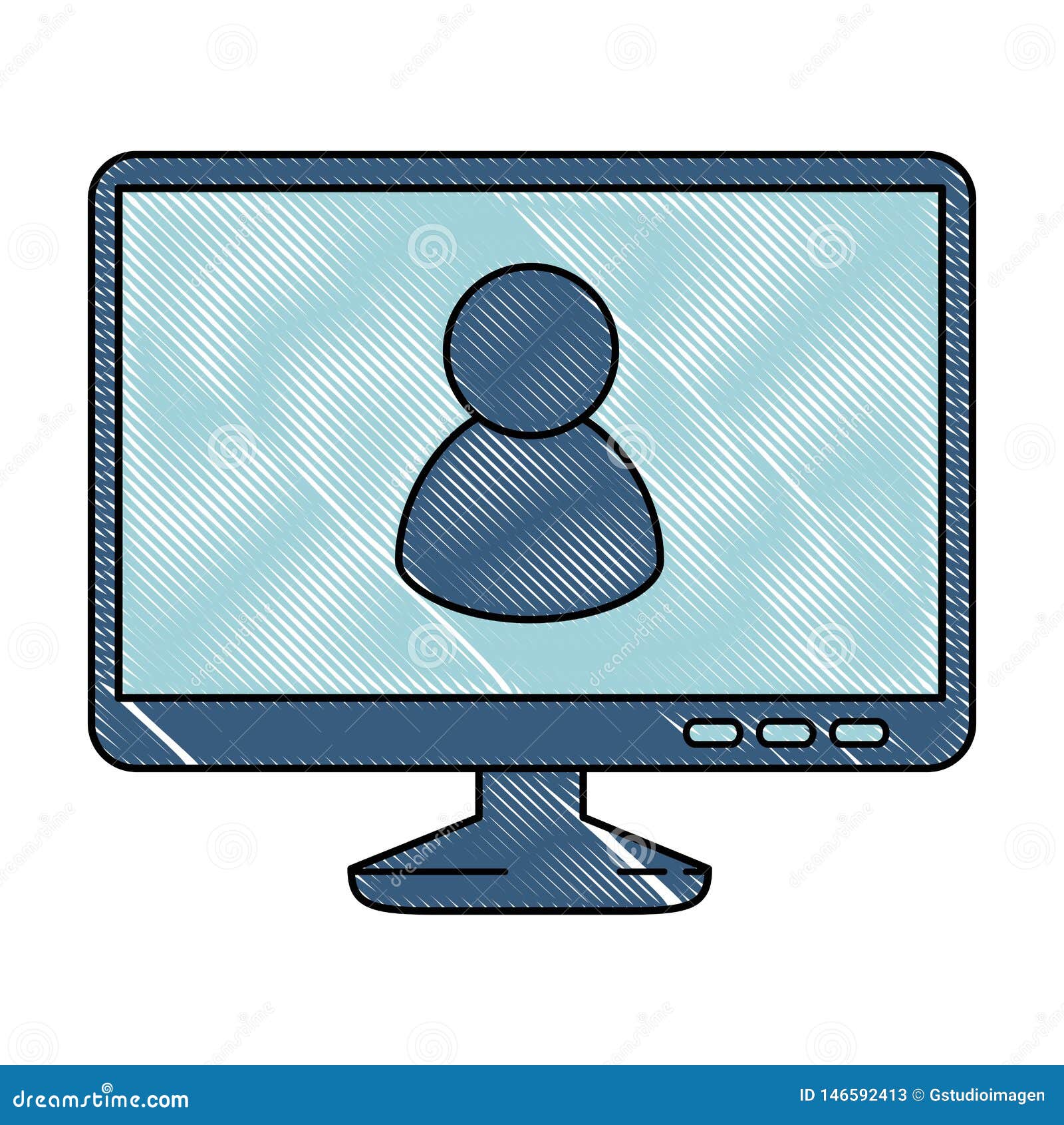 Monitor Computer with User Avatar Stock Illustration - Illustration of ...