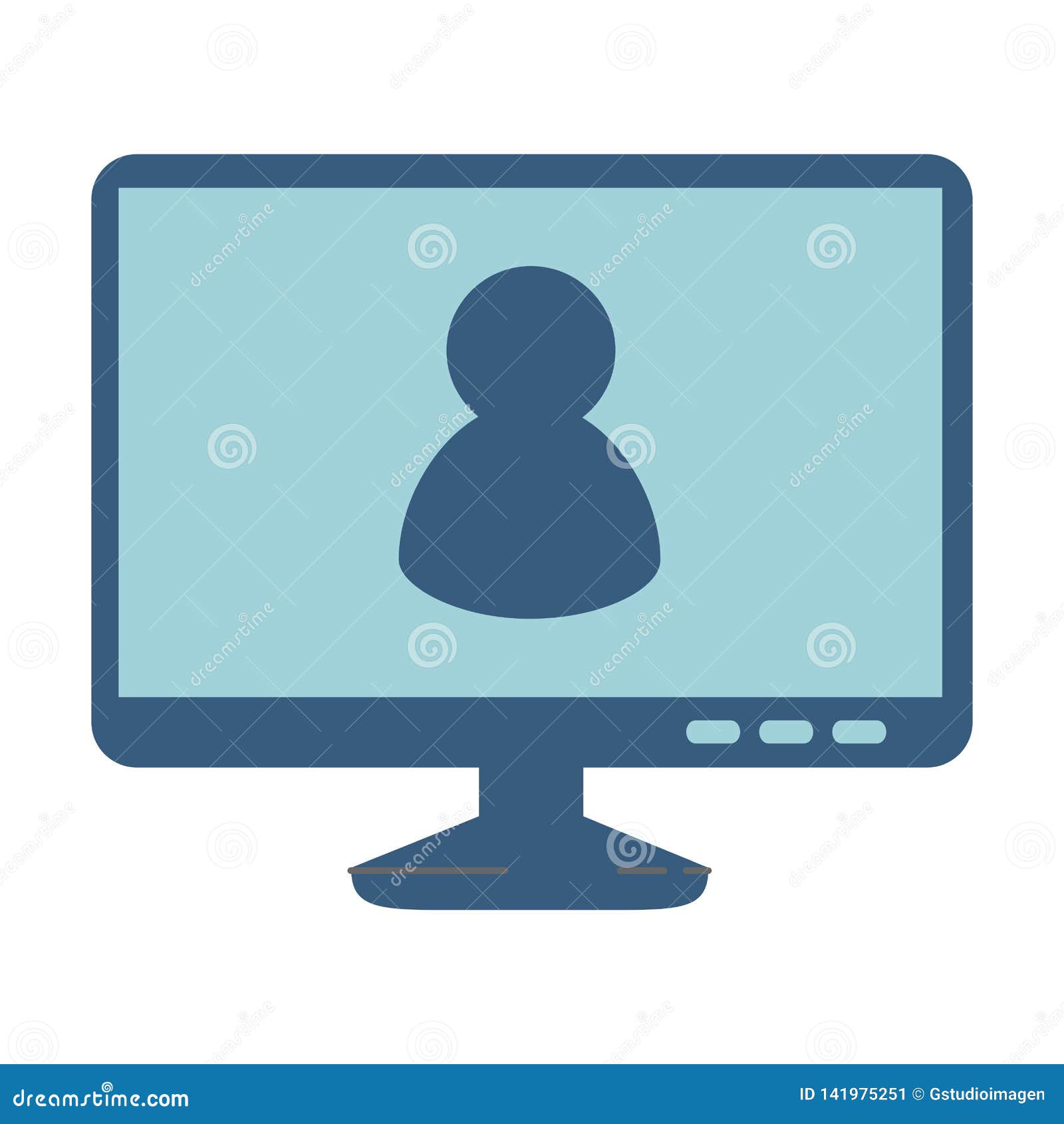 Monitor Computer with User Avatar Stock Vector - Illustration of front ...