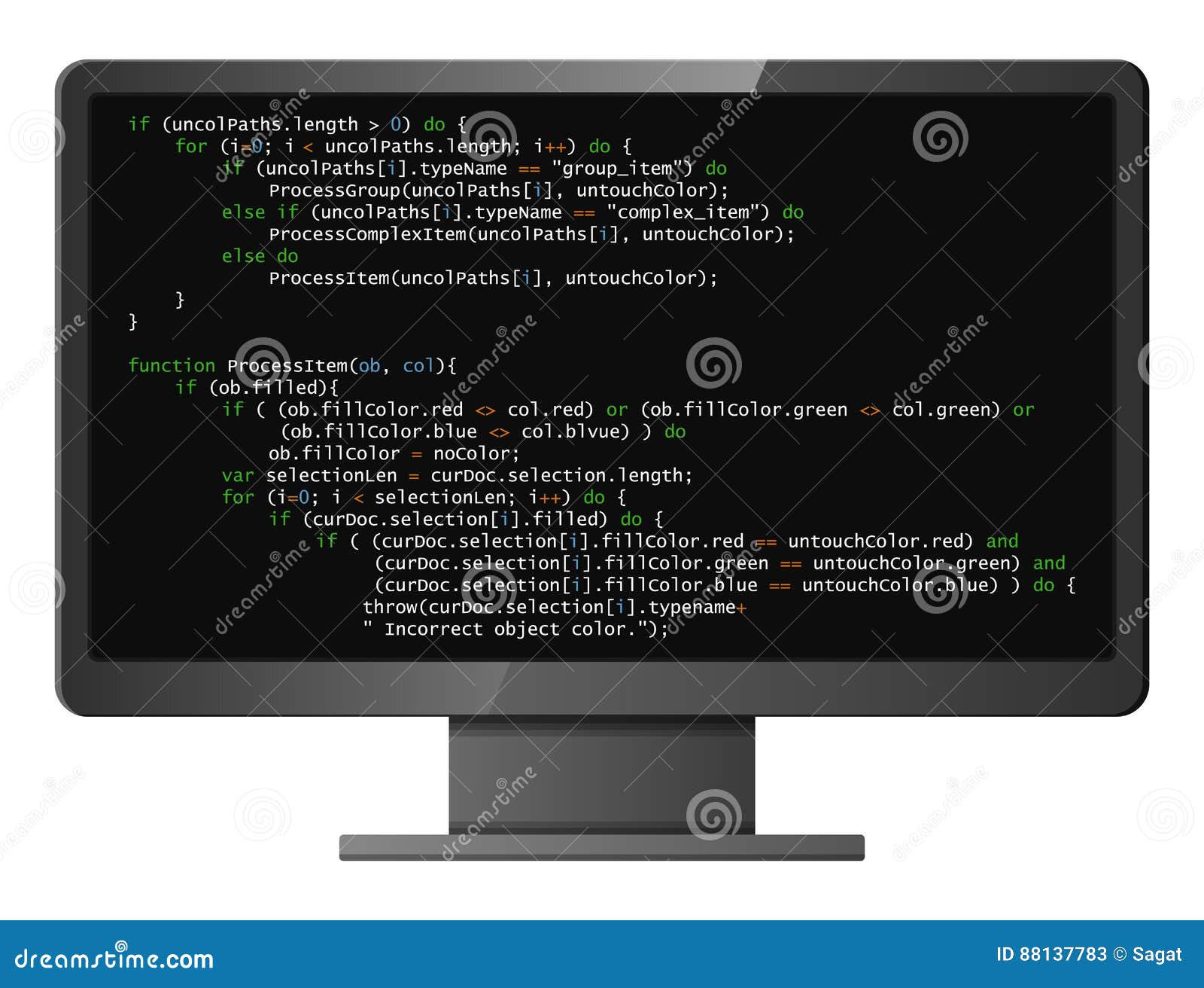 Monitor Con Código De Programa En La Pantalla Ilustración del Vector ...
