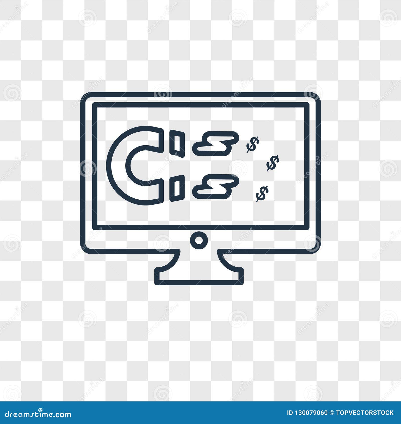 Monitor Concept Vector Linear Icon Isolated on Transparent Background ...