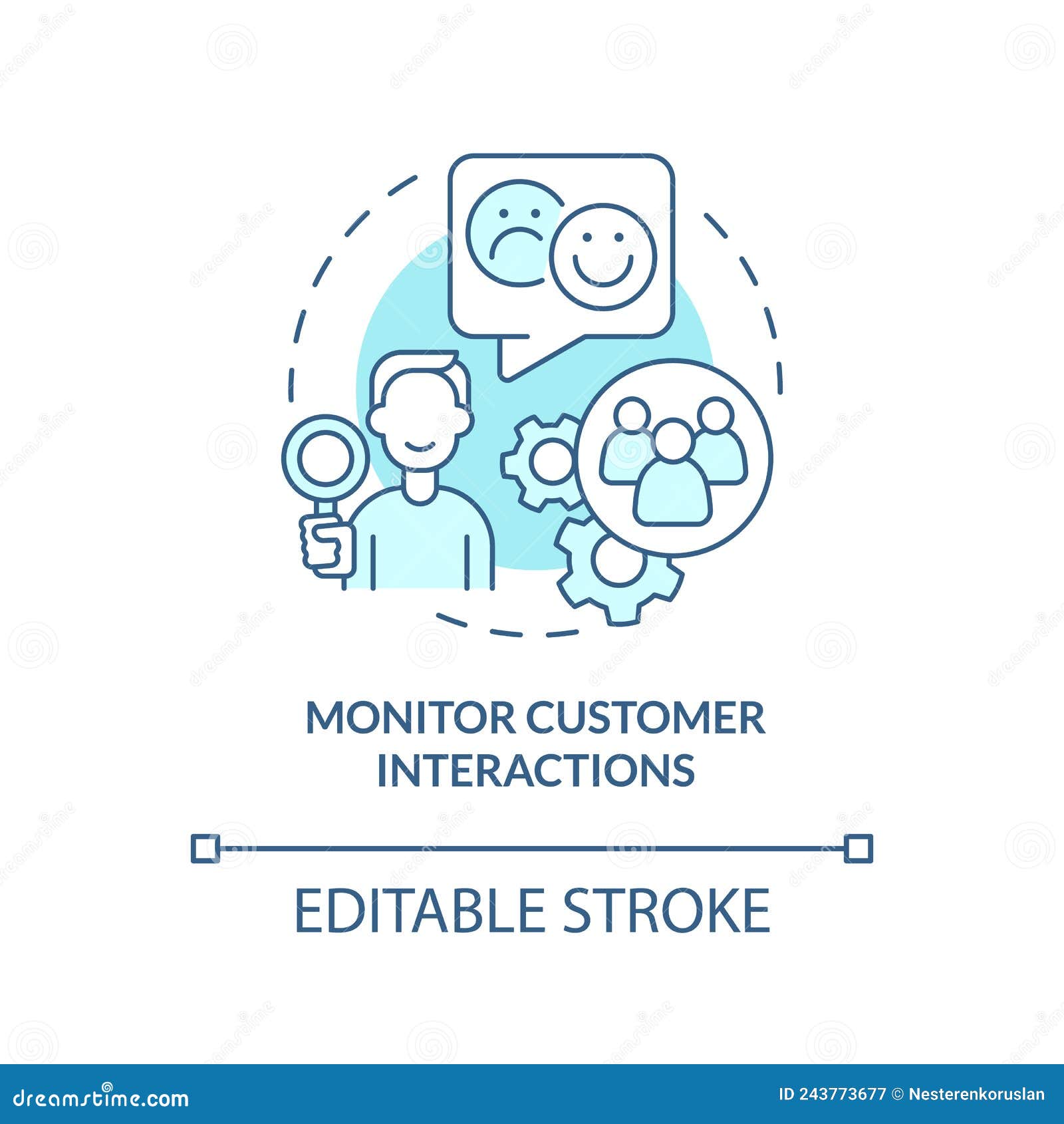 Monitor Customer Interactions Turquoise Concept Icon Stock Vector ... Monitor Customer Interactions Turquoise Concept Icon Stock Vector ...