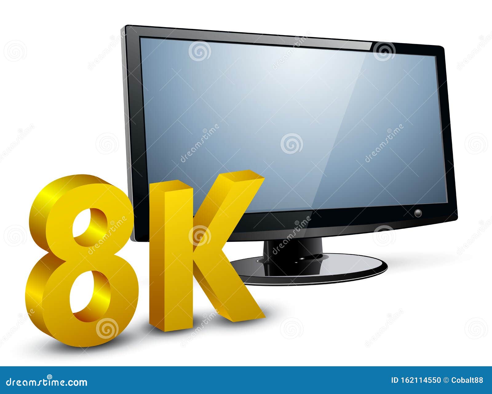 Monitor 3D Icon with 8K Symbol Stock Vector - Illustration of ...