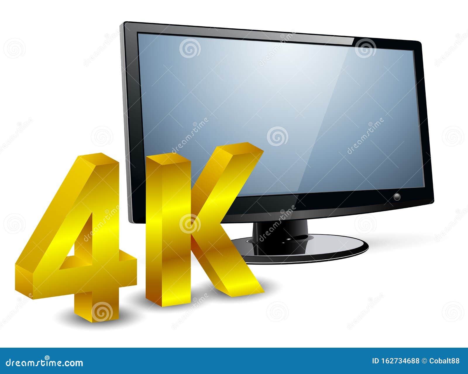 Monitor 3D Icon with 4K Symbol Stock Vector - Illustration of ...