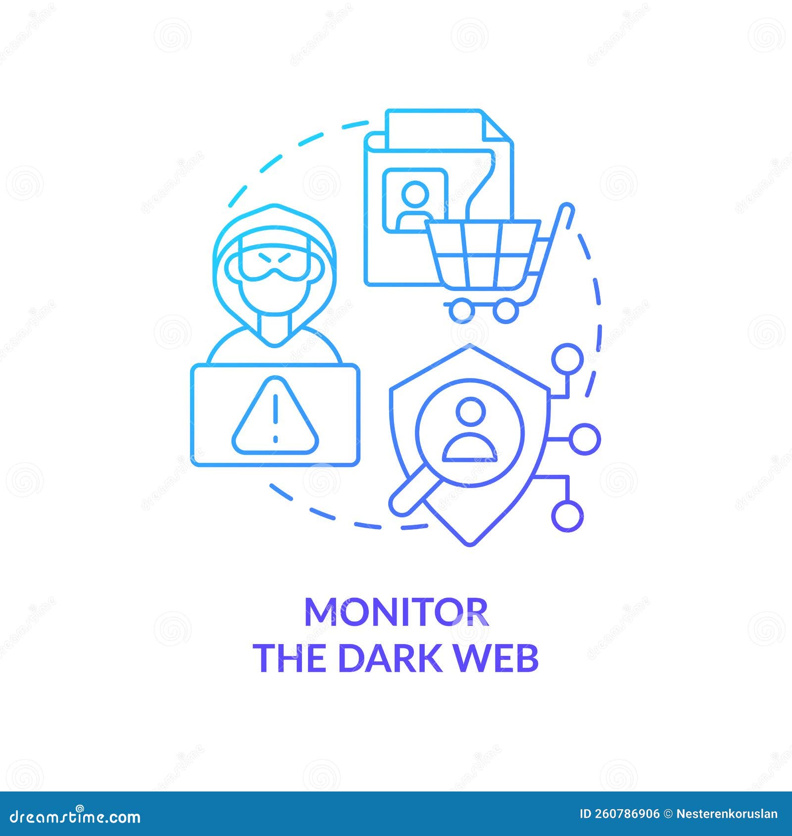 Monitor Dark Web Blue Gradient Concept Icon Stock Vector - Illustration ...