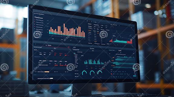 A Monitor with a Dashboard on it Stock Illustration - Illustration of chart, technology: 359868097