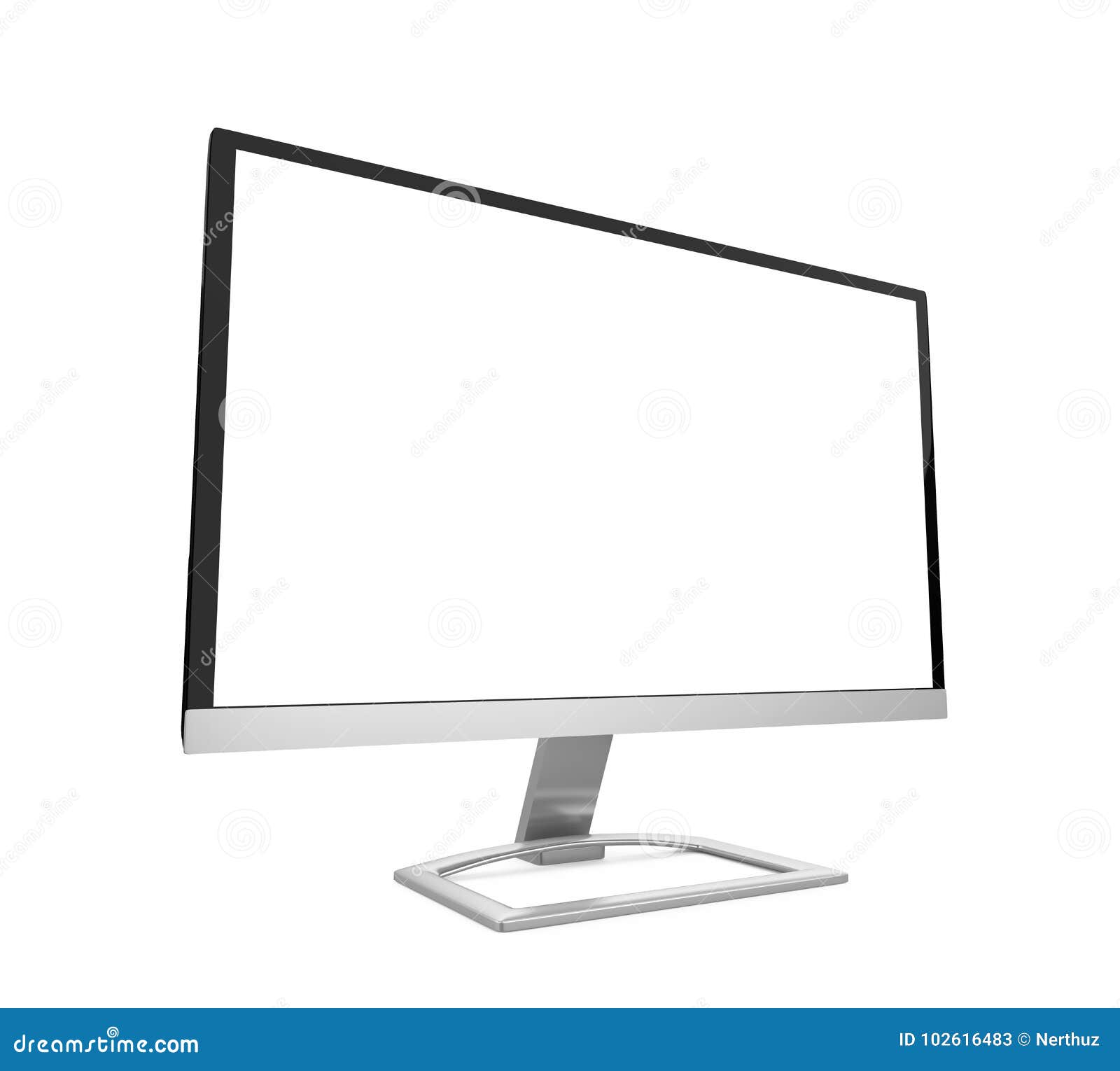 Monitor De Computadora Con La Pantalla Blanca En Blanco Aislada Stock ...