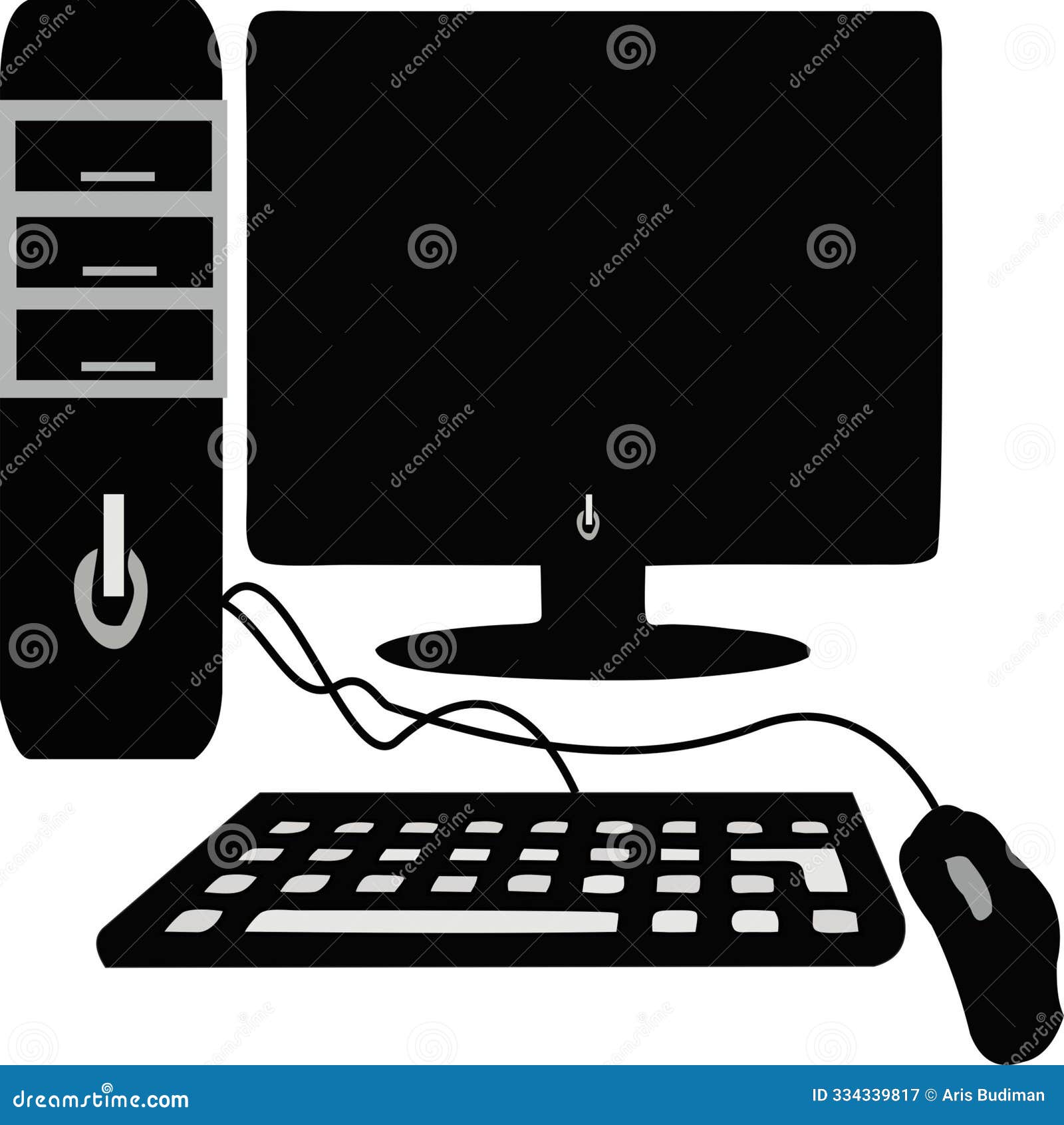 Monitor De Cpu Del Teclado Del Mouse Del Equipo Ilustración del Vector ...