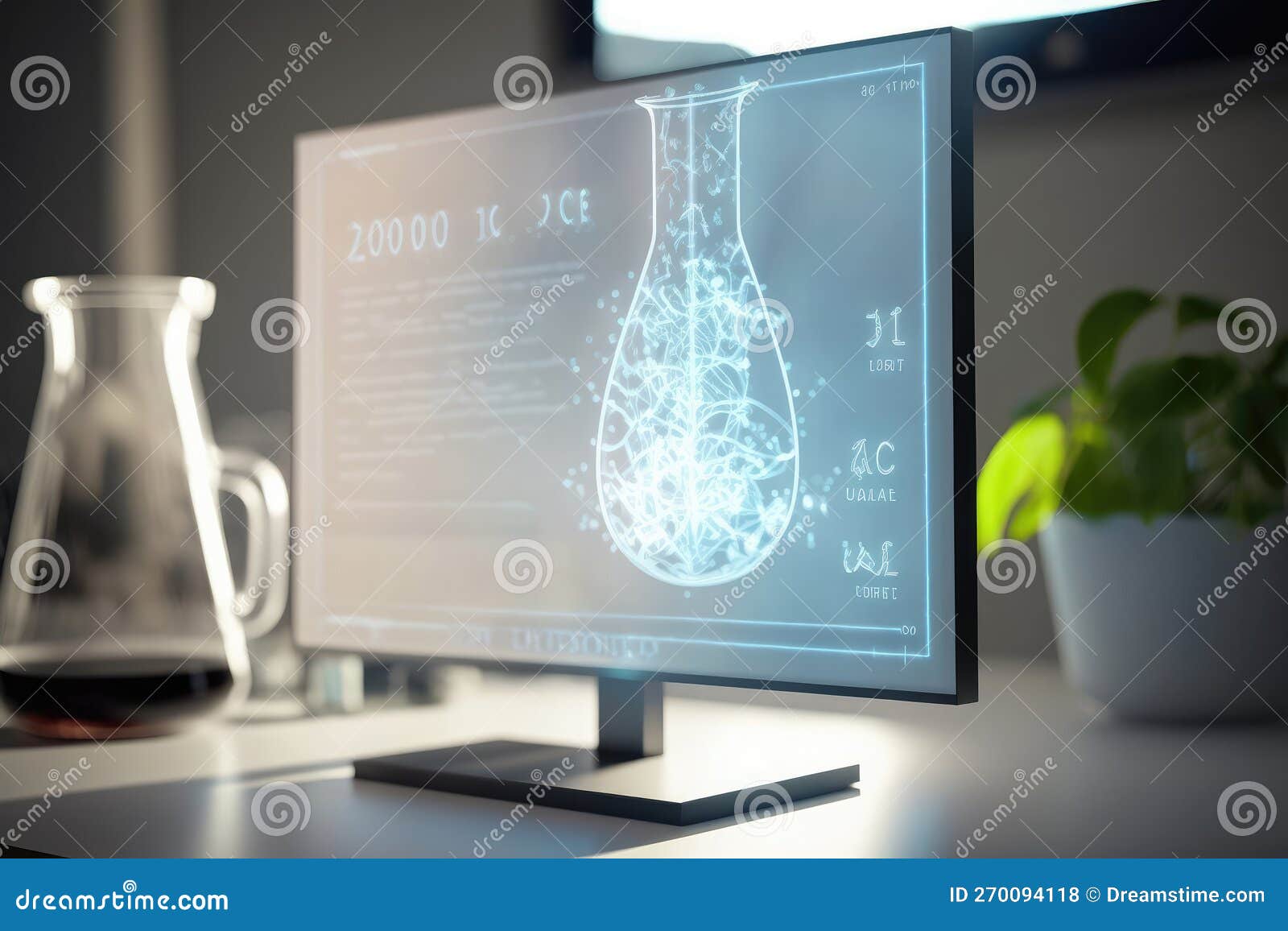 Monitor on the Desktop in the Office or Laboratory Stock Illustration ...