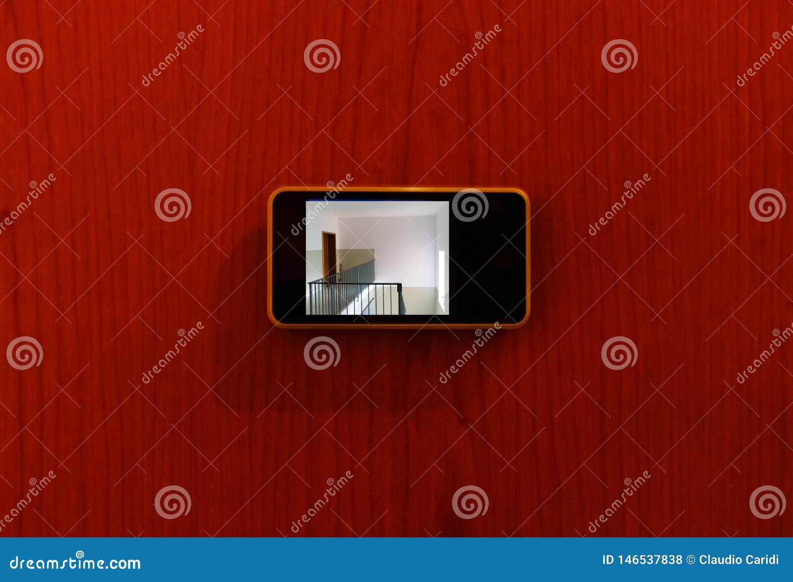 Monitor Digital Peephole Watching Outside the Door Stock Photo - Image ...