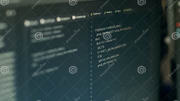 Monitor Display of Software Developer Typing Database Functions Script Stock Image - Image of ...
