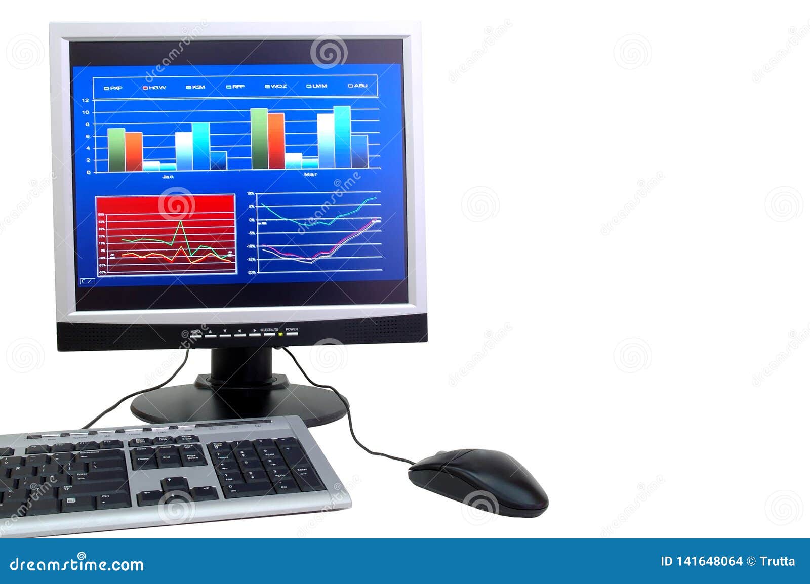Monitor Do Computador Com Teclado E Rato Foto de Stock - Imagem de ...