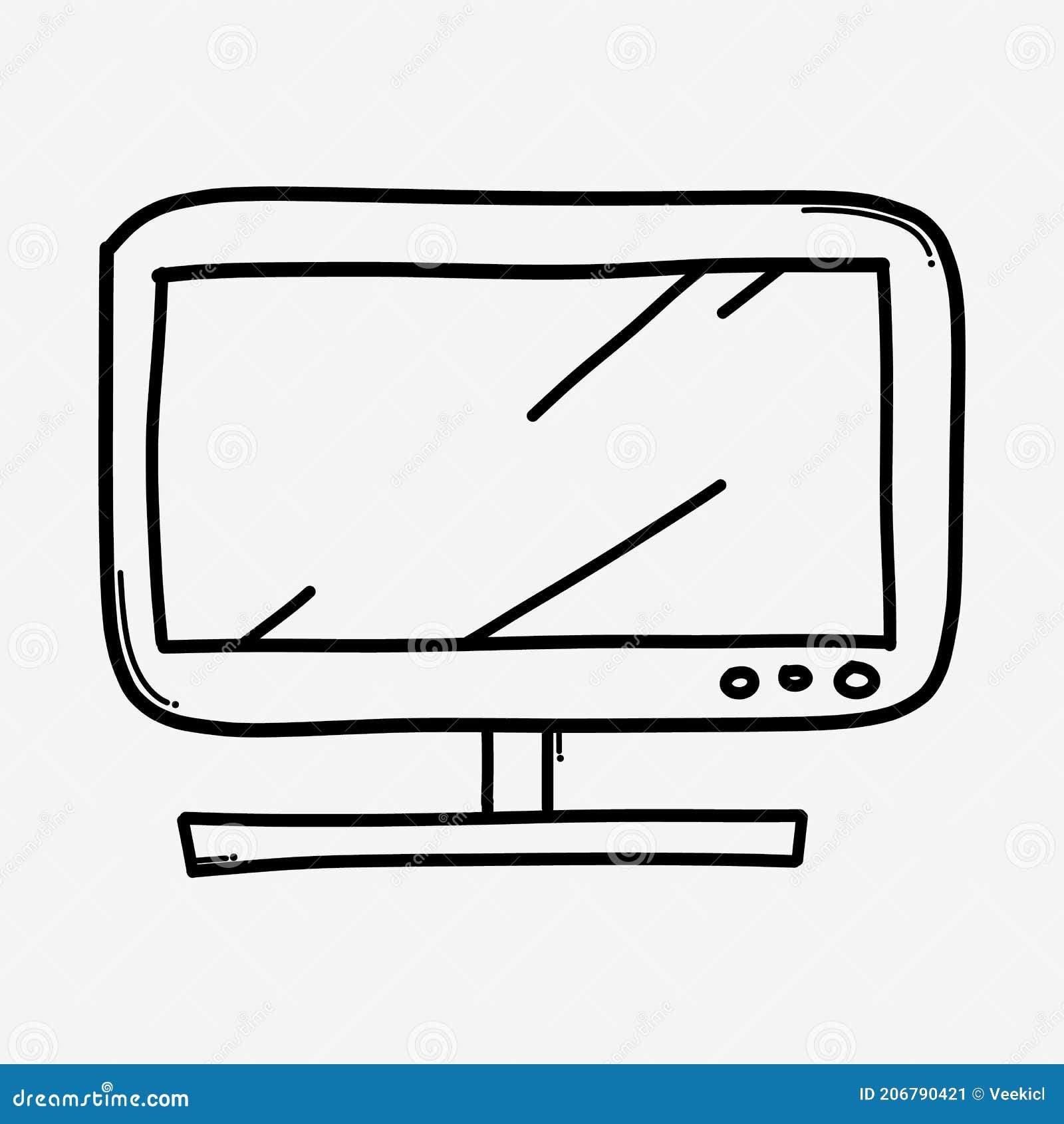 Monitor Doodle Vector Icon. Drawing Sketch Illustration Hand Drawn Line ...