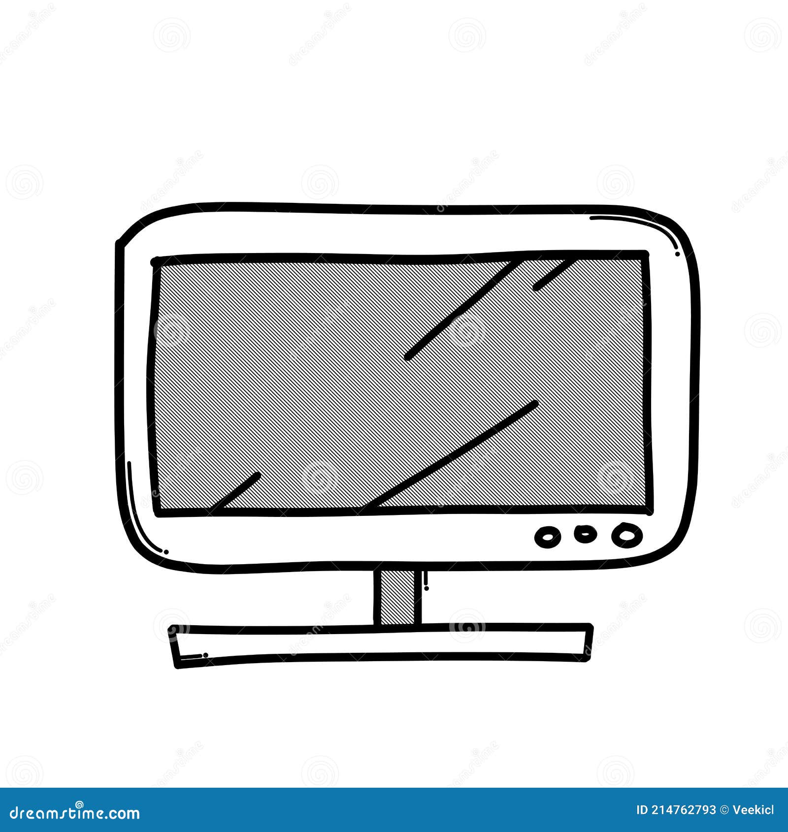 Monitor Doodle Vector Icon. Drawing Sketch Illustration Hand Drawn Line ...