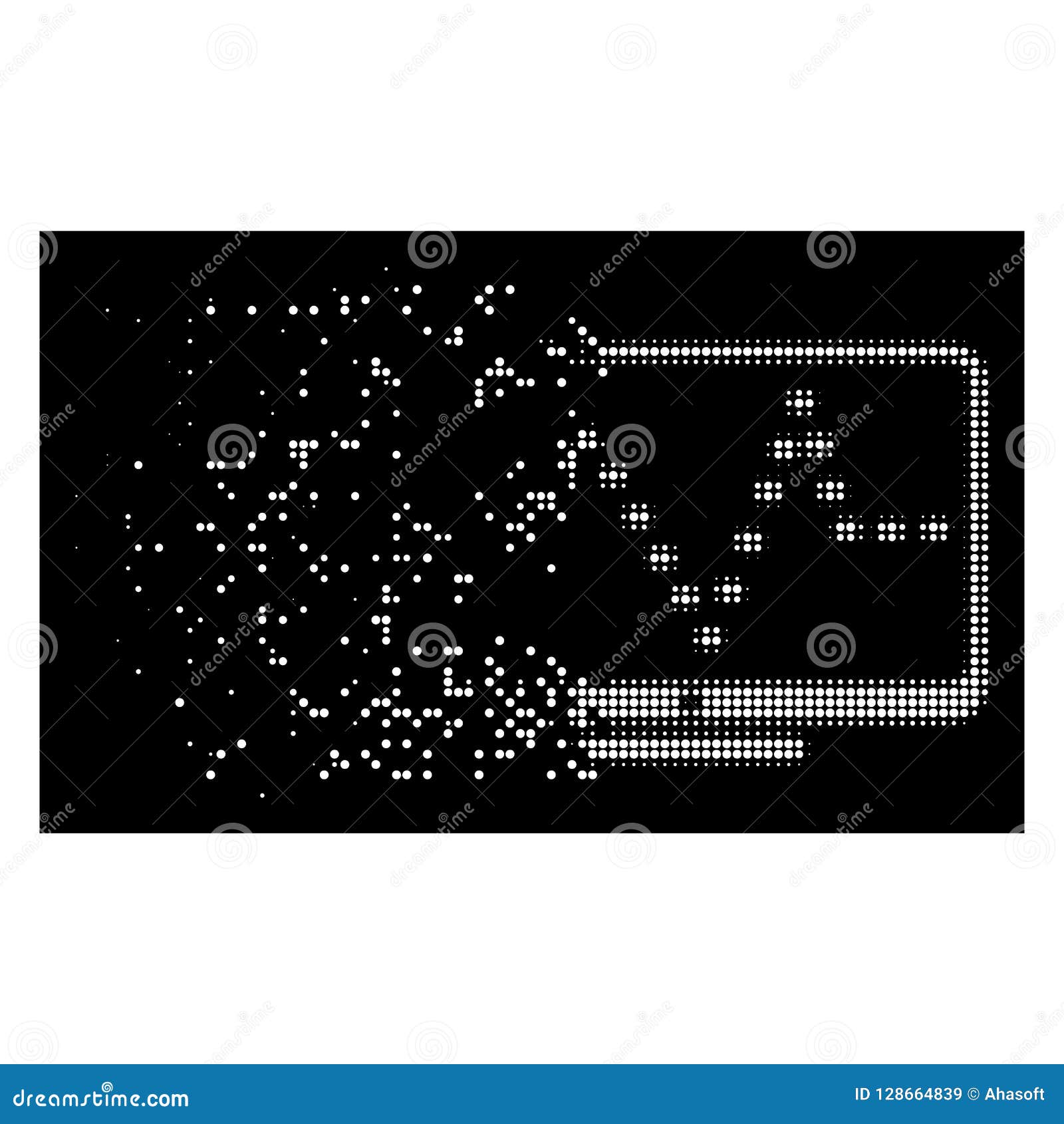 White Sparkle Pixel Halftone Monitor Dotted Pulse Icon Stock Vector ...