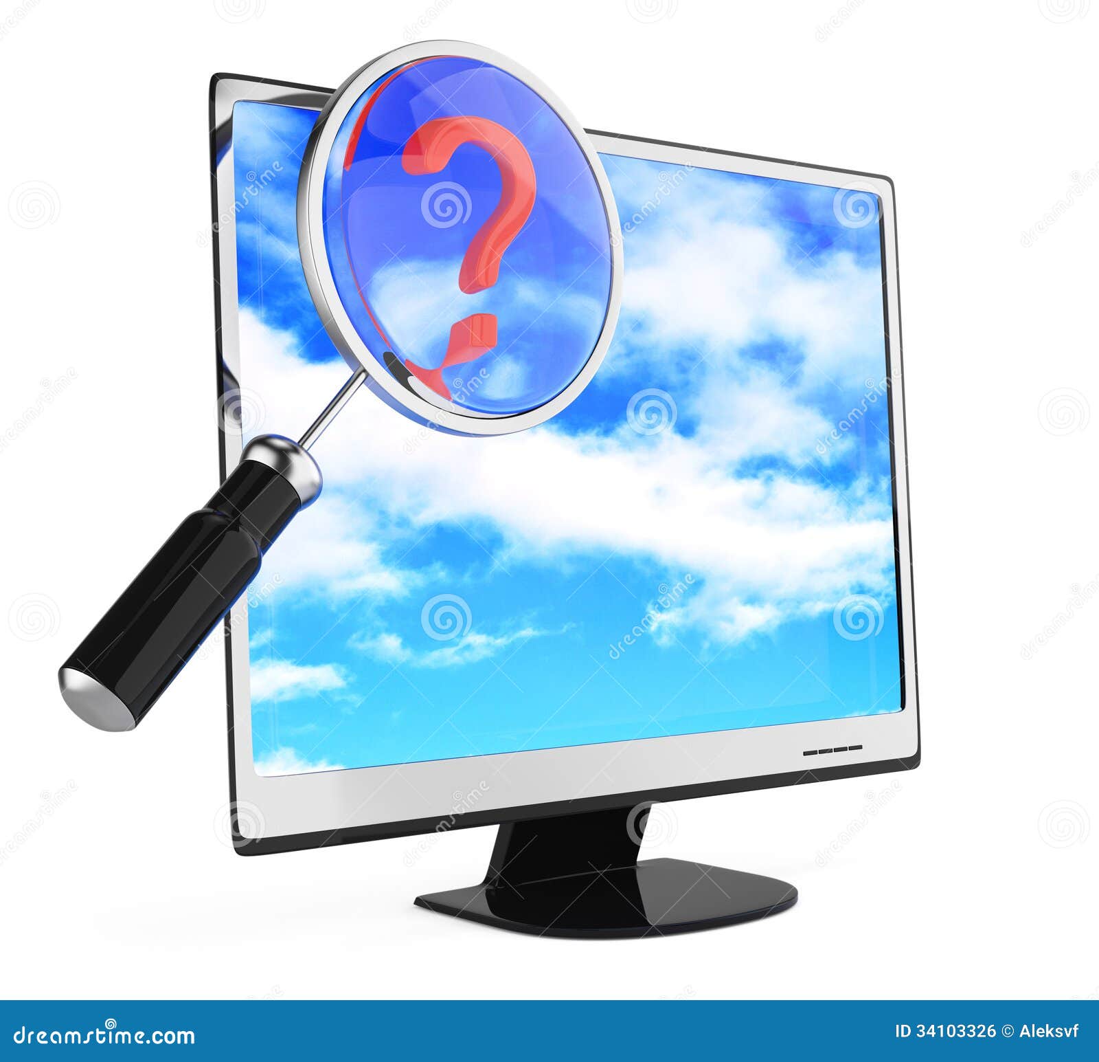 Monitor e lupa ilustração stock. Ilustração de procurarar - 34103326