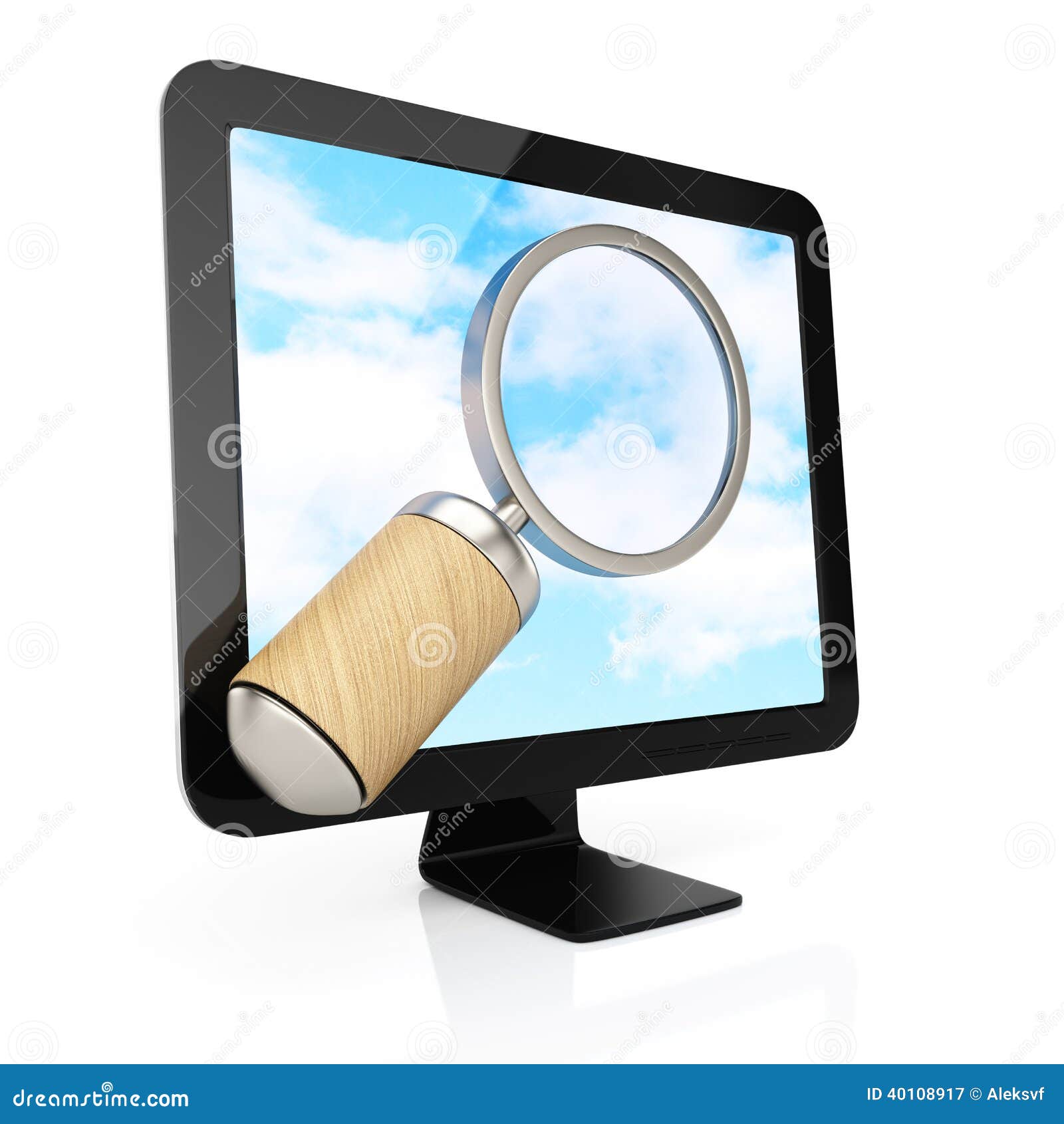 Monitor e lupa ilustração stock. Ilustração de objeto - 40108917