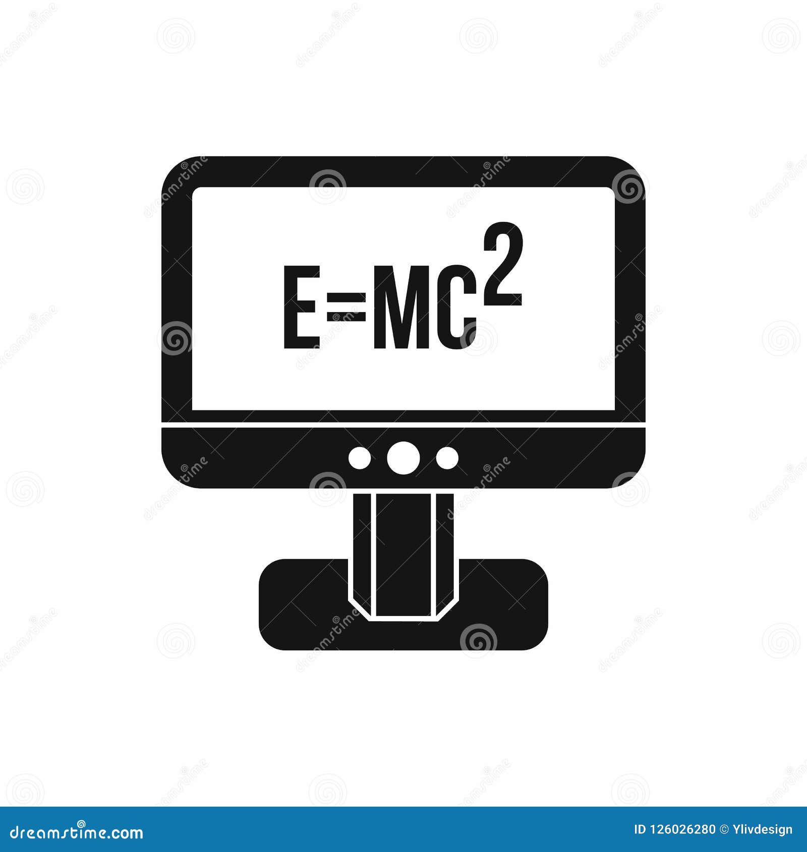 Monitor with Einstein Formula Icon, Simple Style Stock Illustration ...