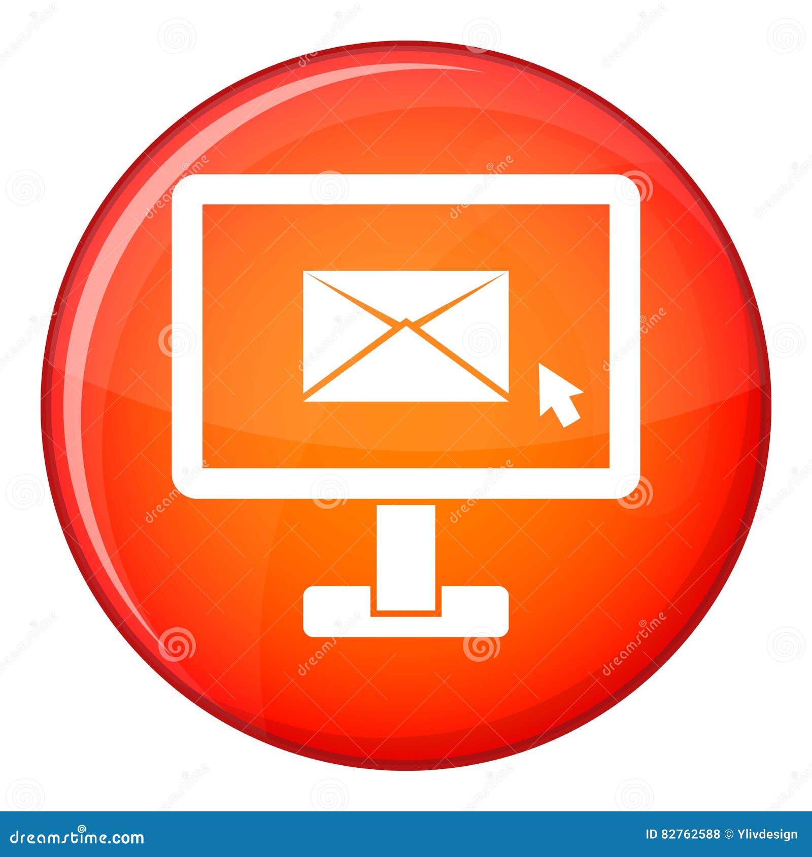 Monitor with Email Sign Icon, Flat Style Stock Vector - Illustration of ...