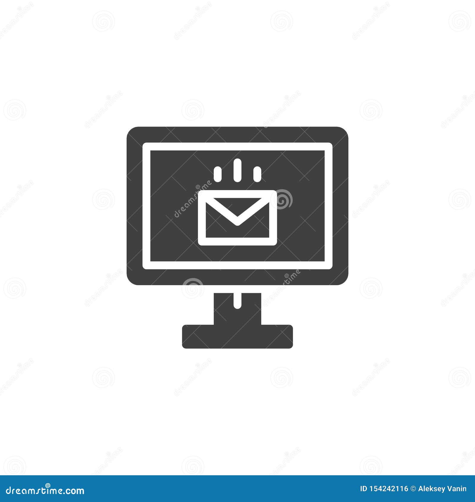 Monitor with Email Vector Icon Stock Vector - Illustration of screen ...