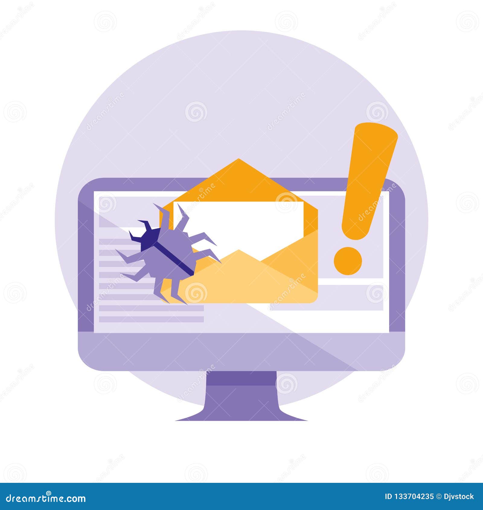 Monitor and Envelope Mail with Attack Virus Stock Vector - Illustration ...