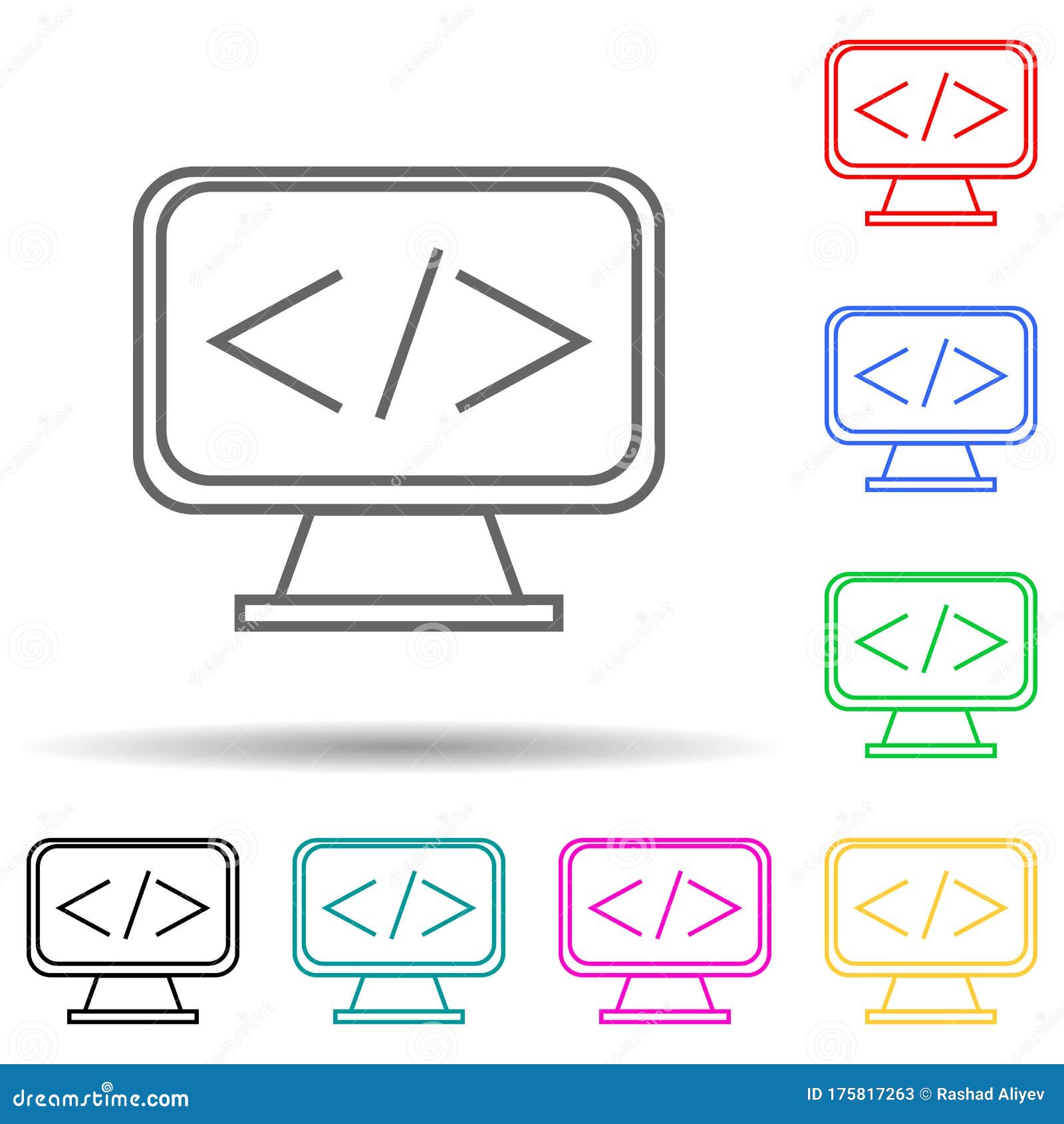 Monitor Equation Multi Color Style Icon Simple Thin Line Outline Vector Of Web Icons For Ui