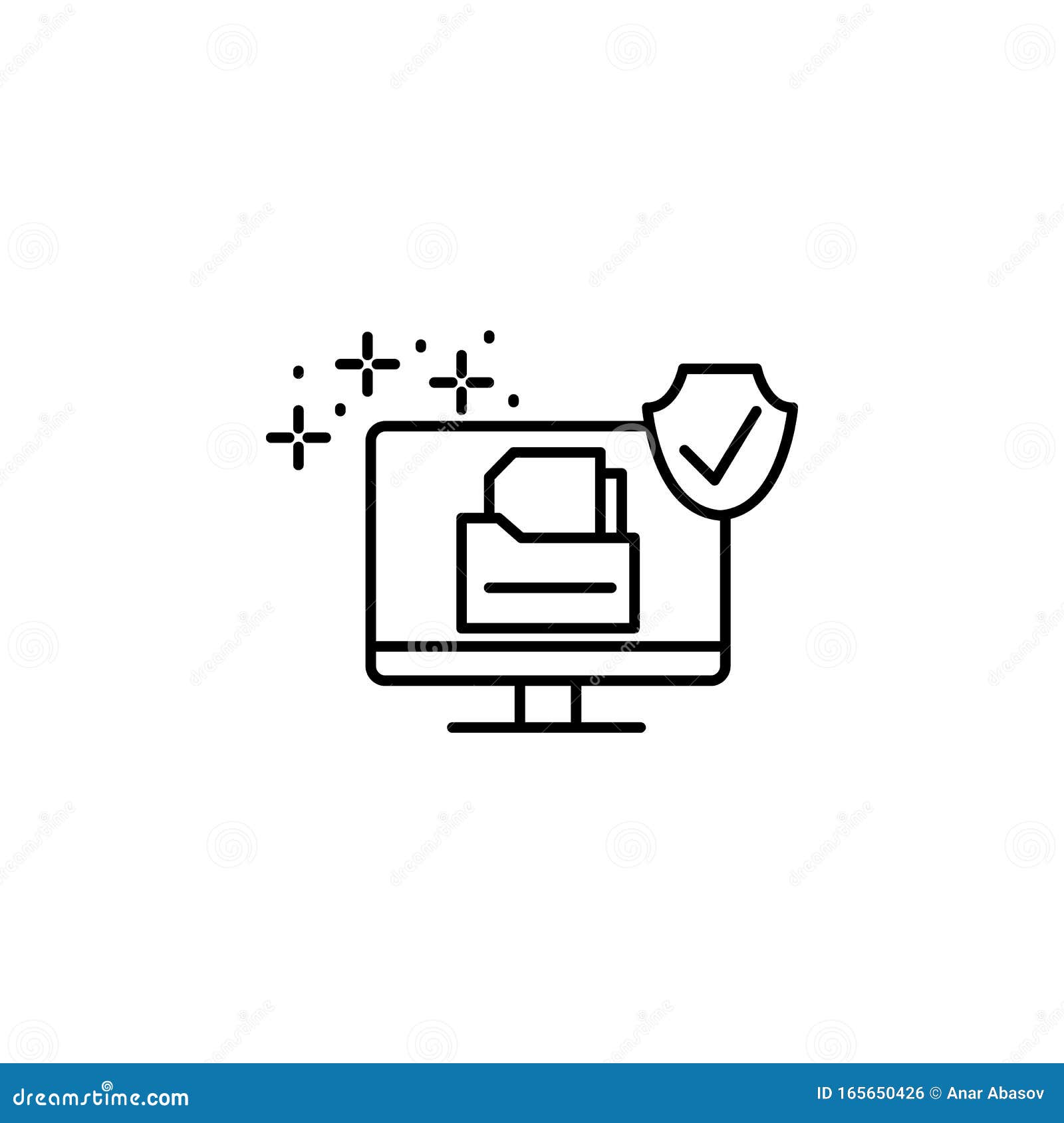 Monitor Files Folder Shield Icon. Element of Management Icon Stock ...
