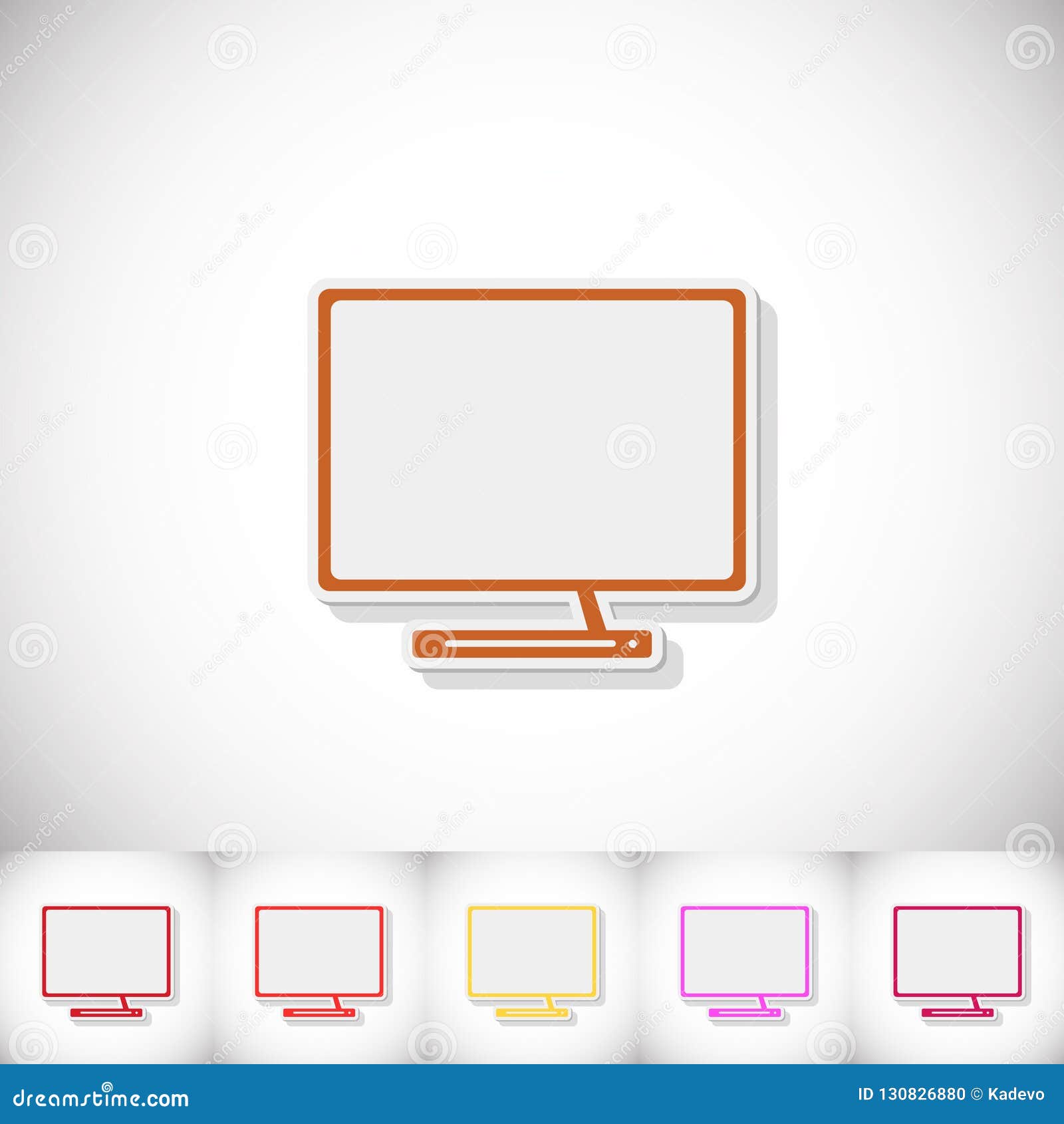 Monitor. Flat Sticker with Shadow on White Background Stock Vector ...