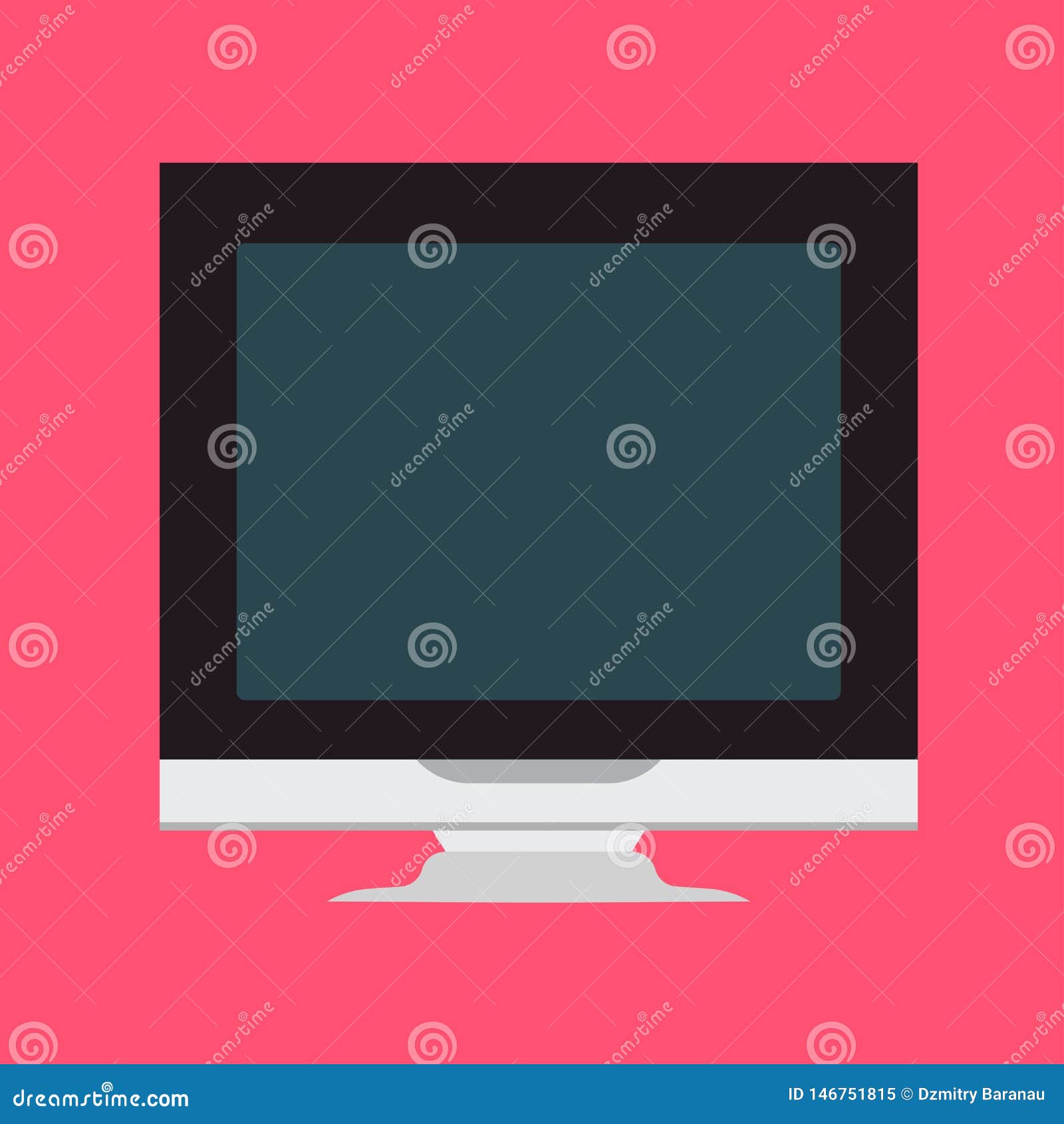 Monitor Front View Screen Computer Equipment Vector Icon. Electronic ...