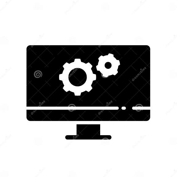 Monitor with Gears, Screen Settings - Vector Icon Stock Vector ...