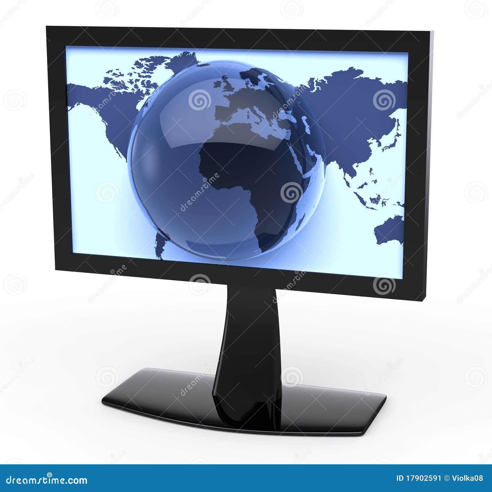 Monitor with globe stock illustration. Illustration of laptop - 17902591