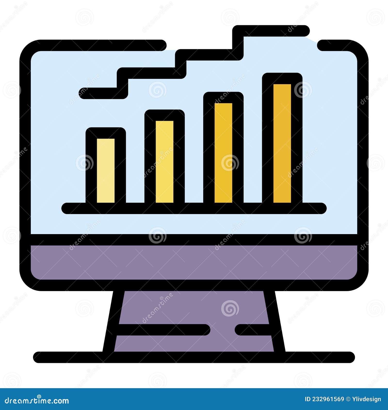 Monitor Graph Chart Icon Color Outline Vector Stock Vector ...