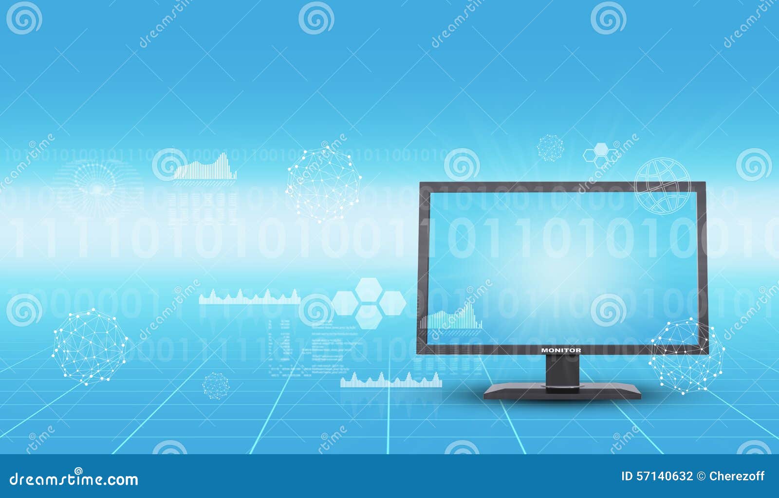 Monitor with graphs stock illustration. Illustration of graph - 57140632